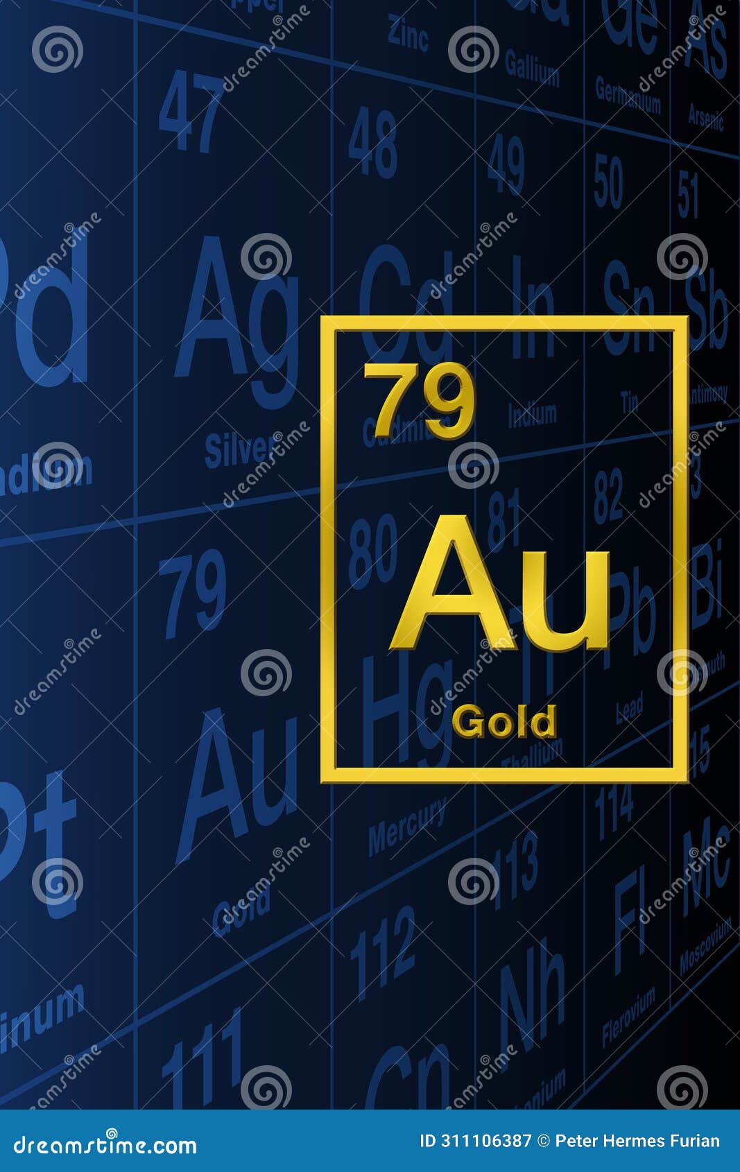 Gold, Chemical Element Symbol with Relief Shape, Taken from Periodic ...