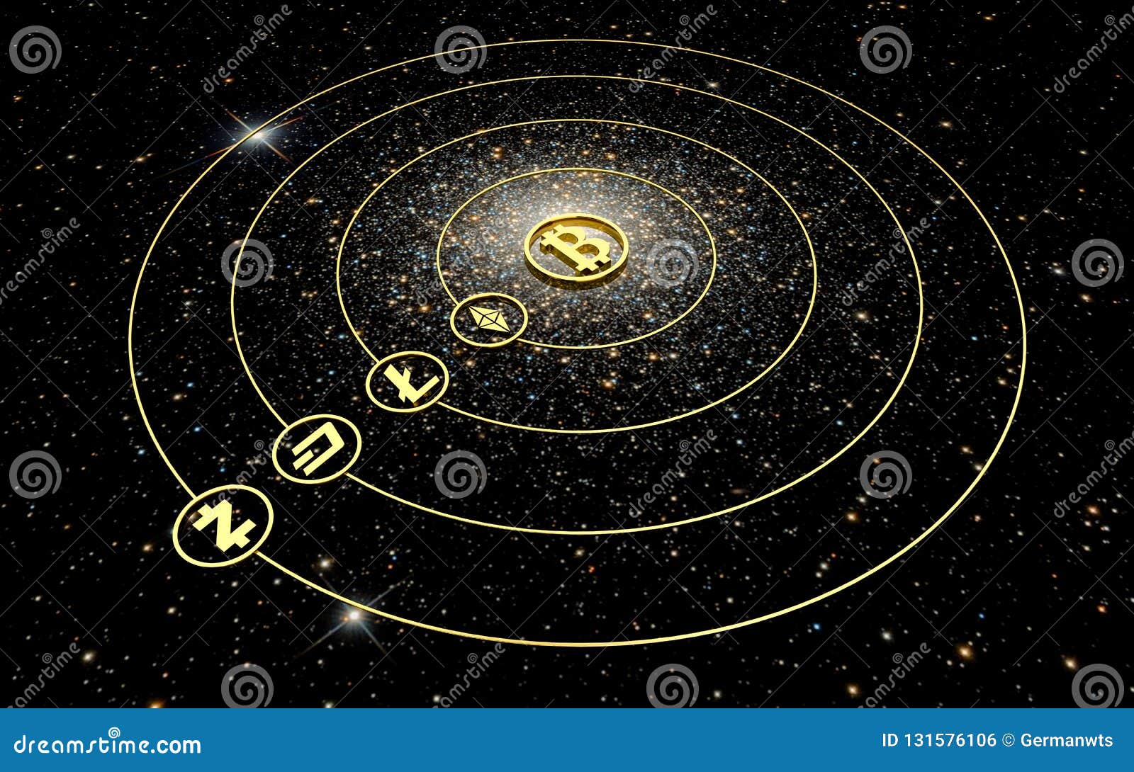 Gold Symbols of Cryptocurrencies - a Planetary System Stock ...