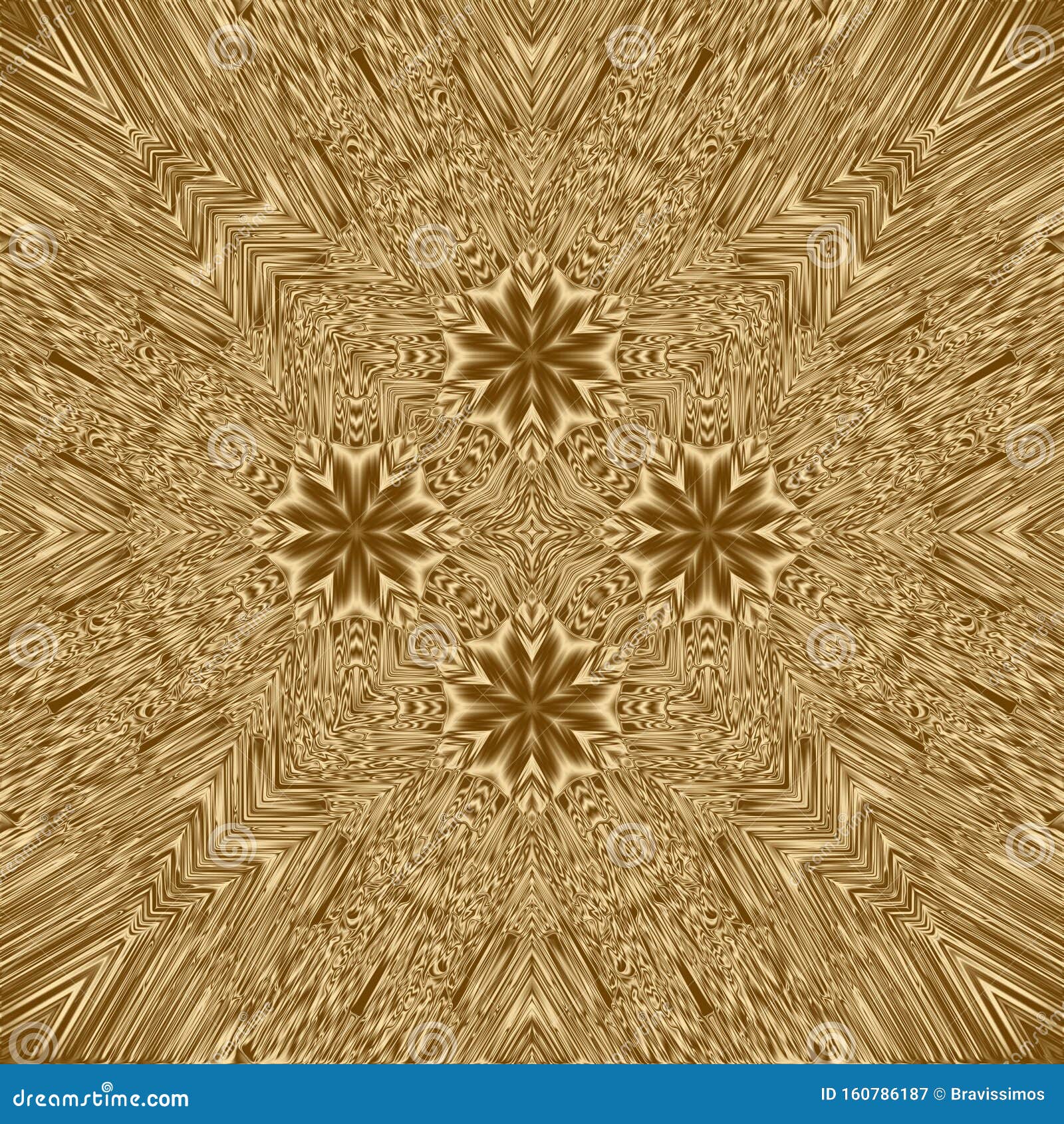 Gold Symmetry Pattern and Geometric Golden Design, Yellow Backdrop ...