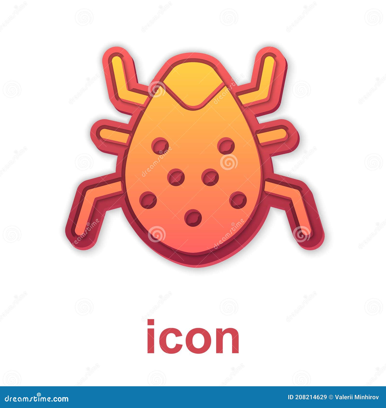 Gold System Bug Concept Icon Isolated on White Background. Code Bug ...