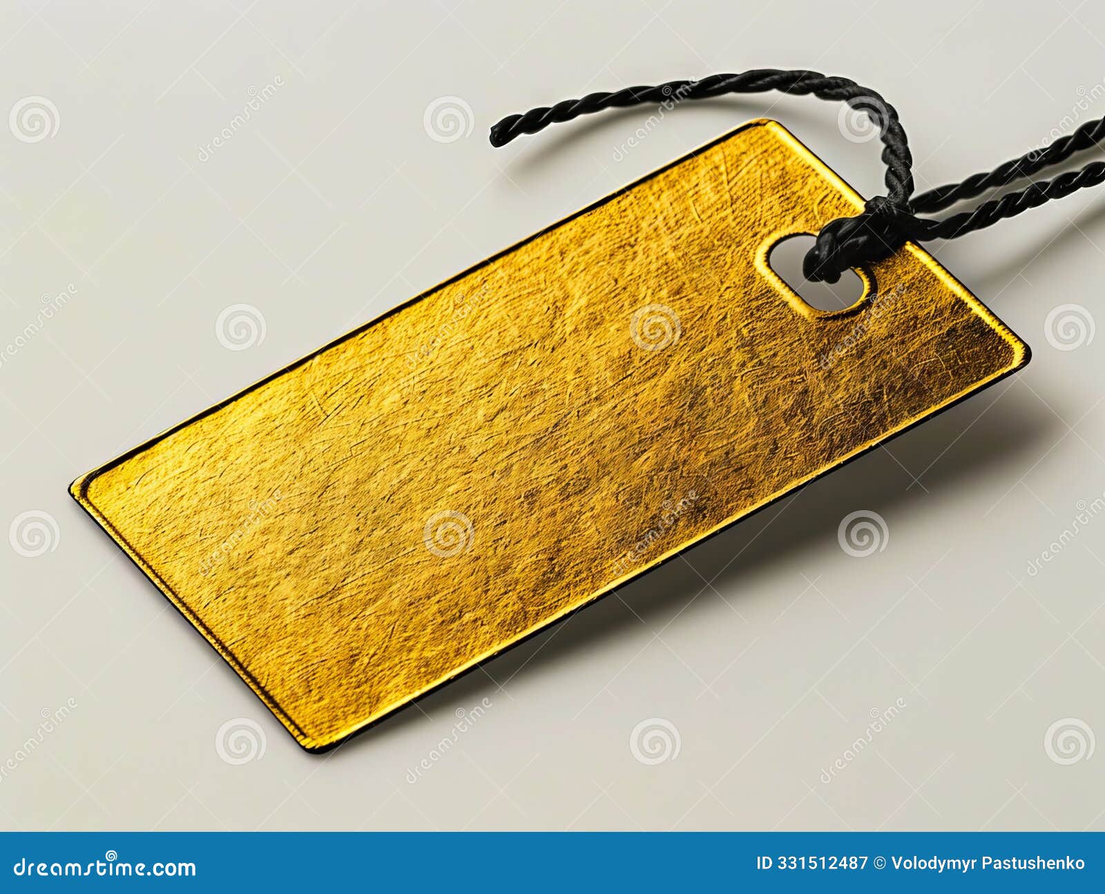 A Gold Tag with a String Attached To it Stock Image - Image of shiny ...