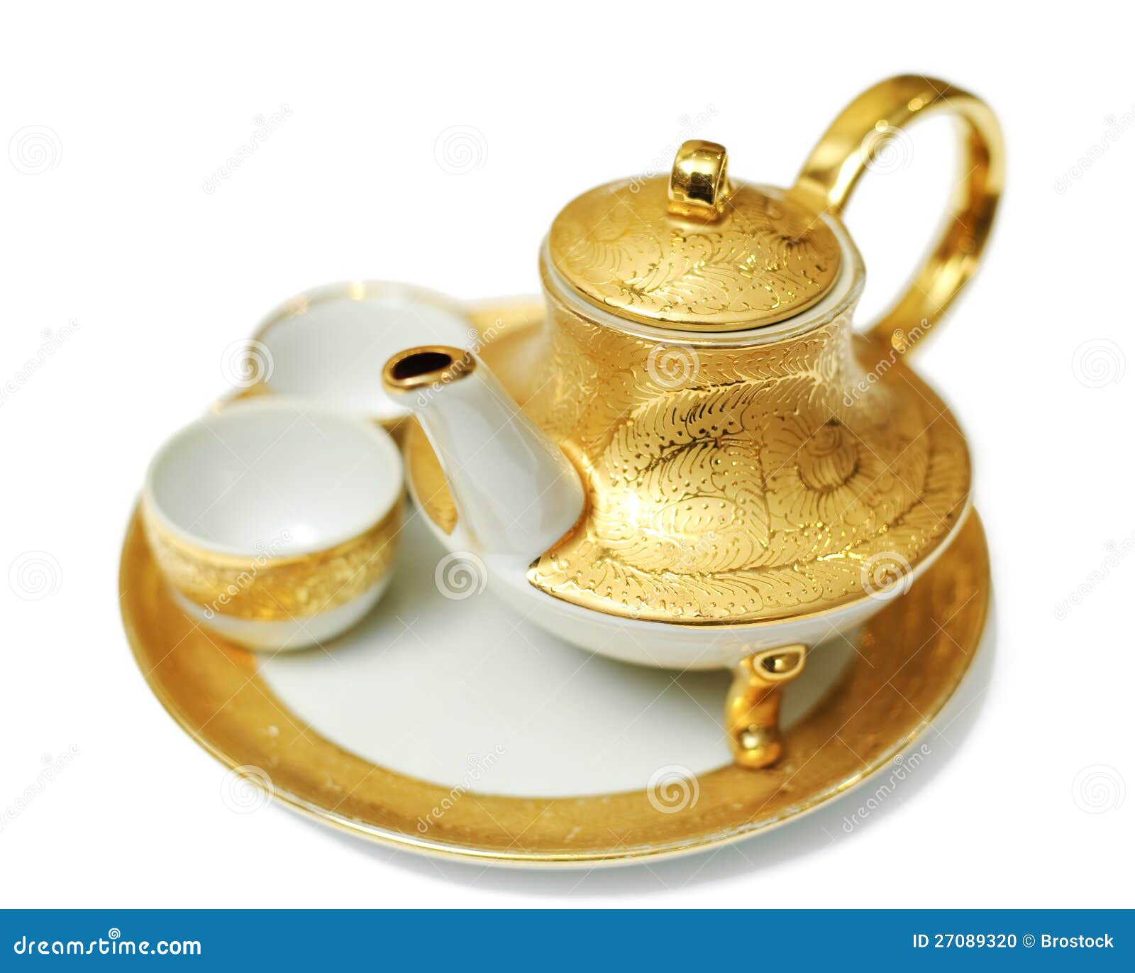 Gold teapot stock photo. Image of white, culture, isolated - 27089320