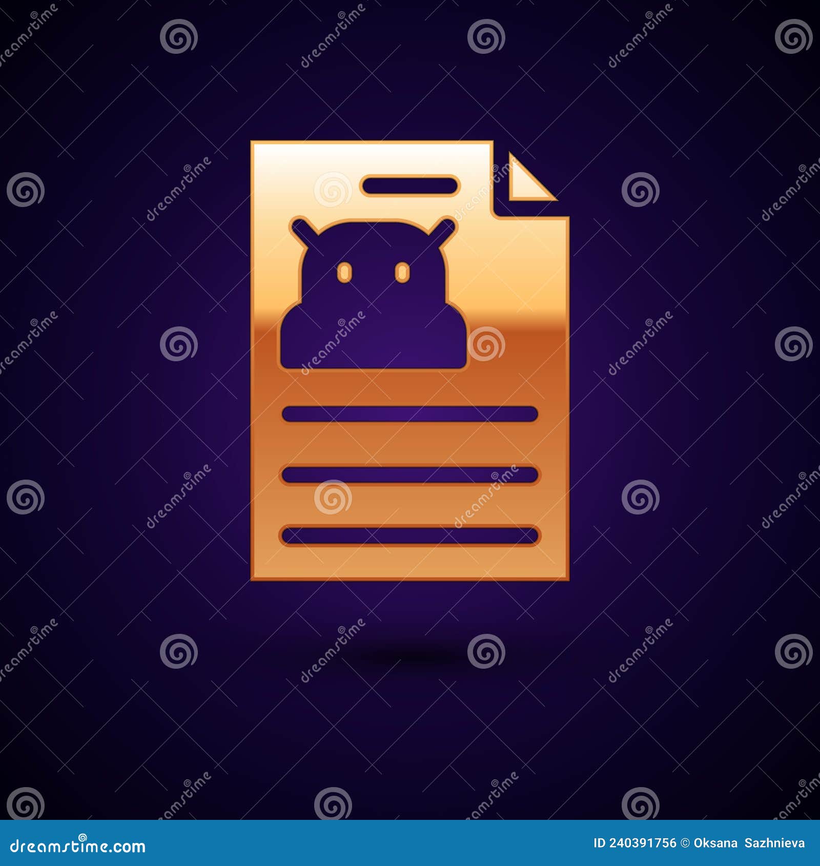 Gold Technical Specification Icon Isolated on Black Background ...