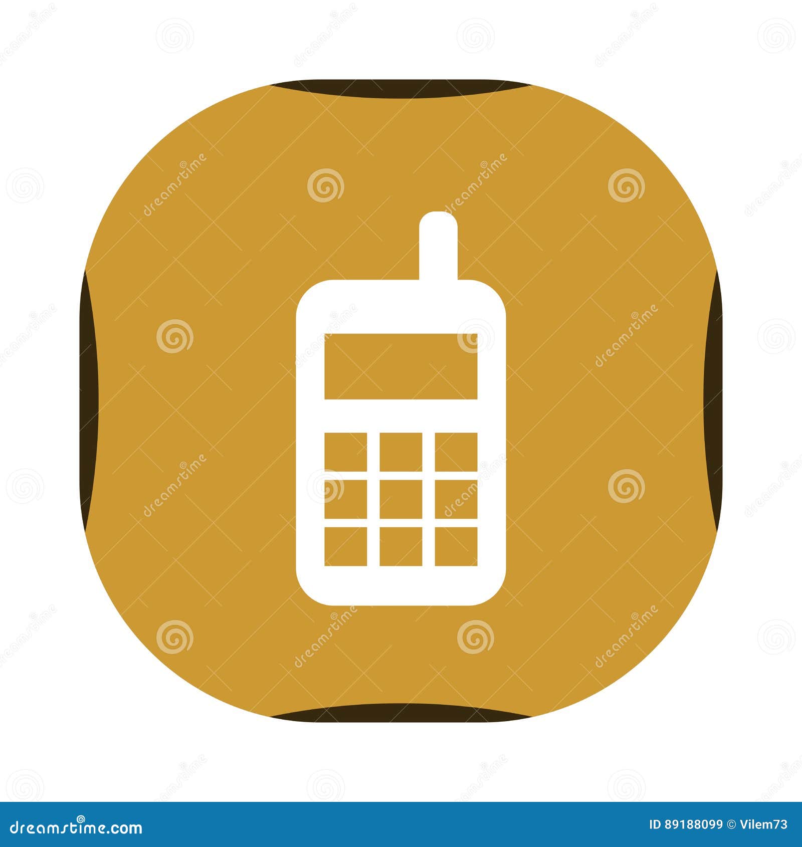 Gold Telephone Icon stock vector. Illustration of isolated - 89188099