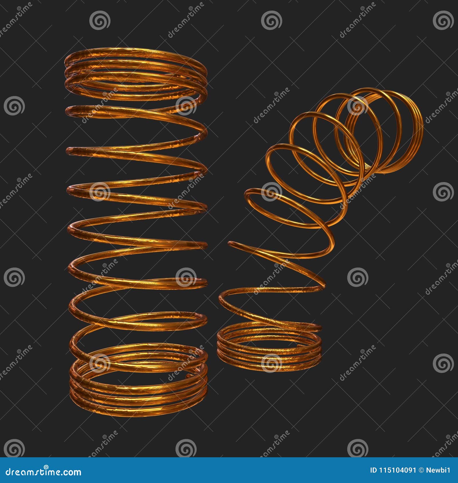 Gold spring 3d stock illustration. Illustration of dampen - 115104091