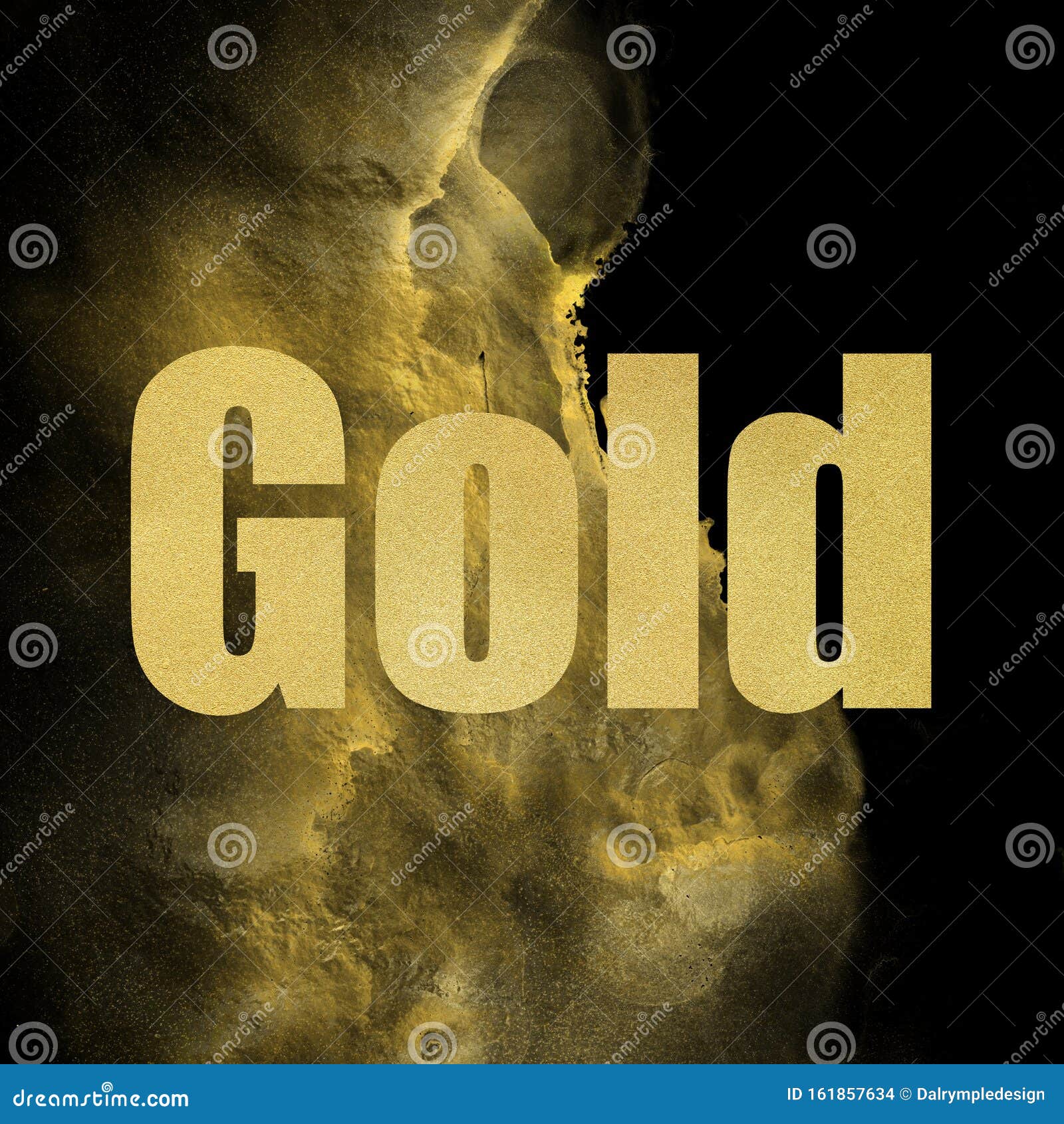 Gold Text with Gold Abstract Overlay on a Black Background Stock Photo ...