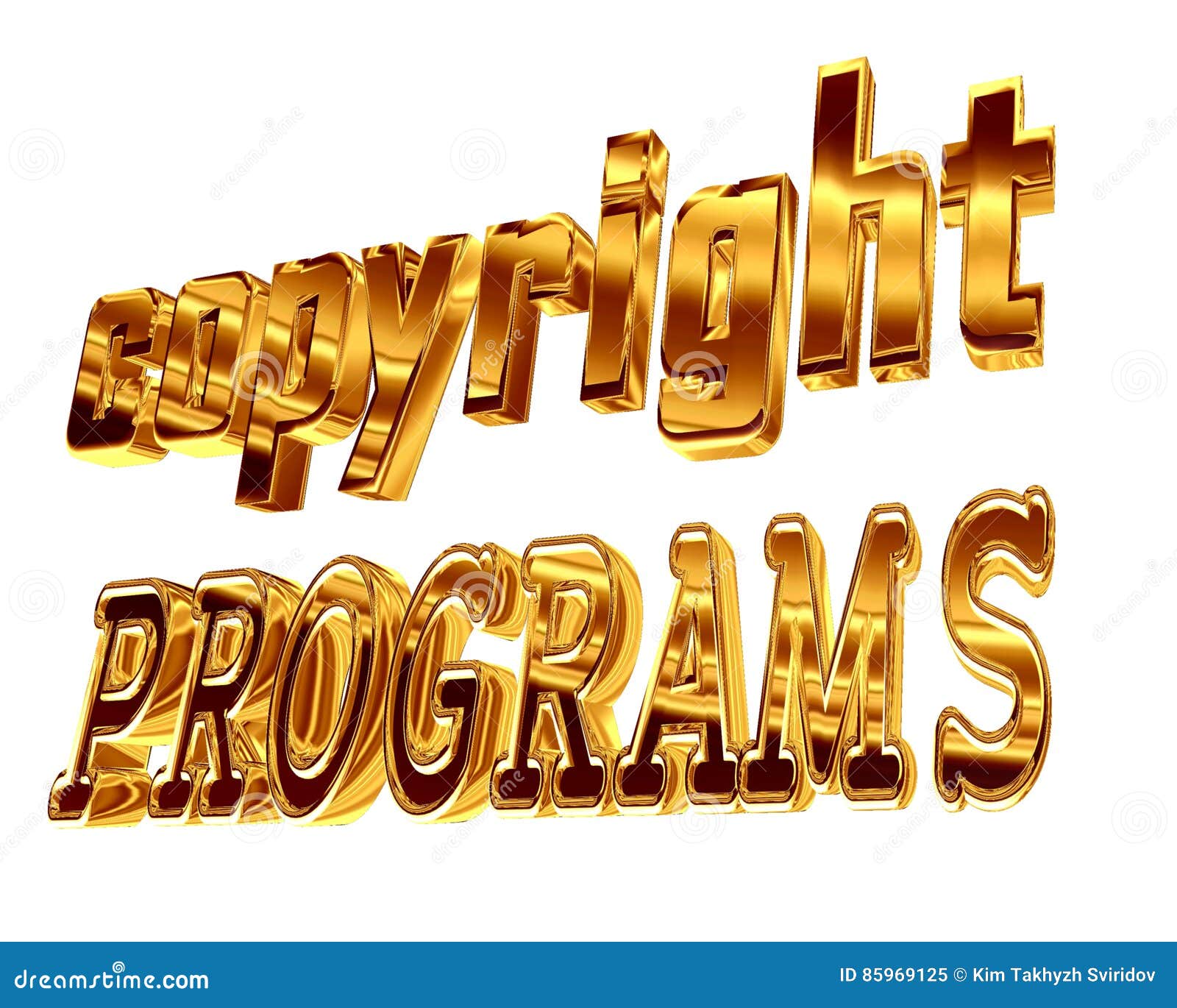 Gold Text Copyright Programs on a White Background Stock Illustration ...
