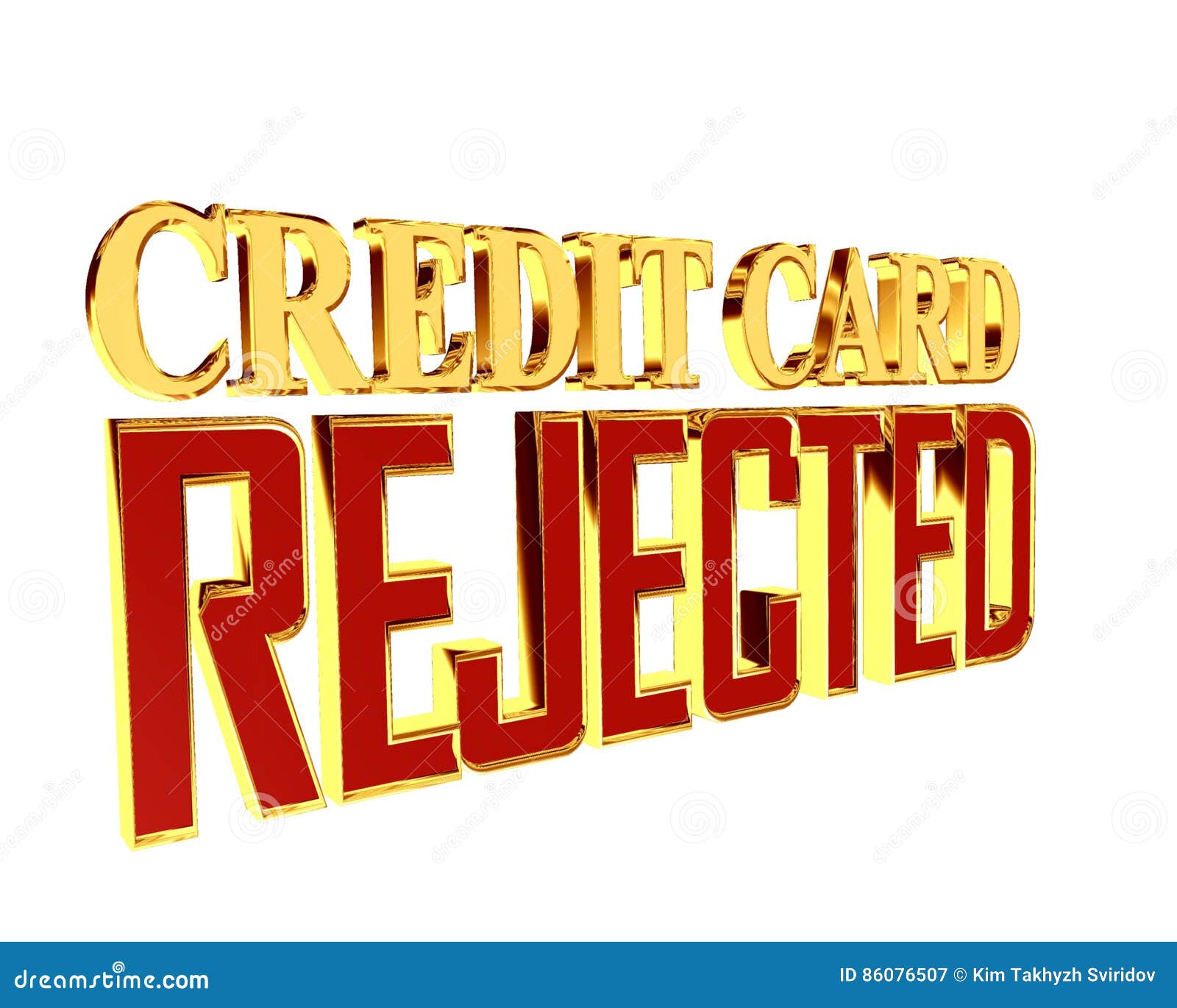 Gold Text Credit Card Rejected on White Background Stock Illustration ...