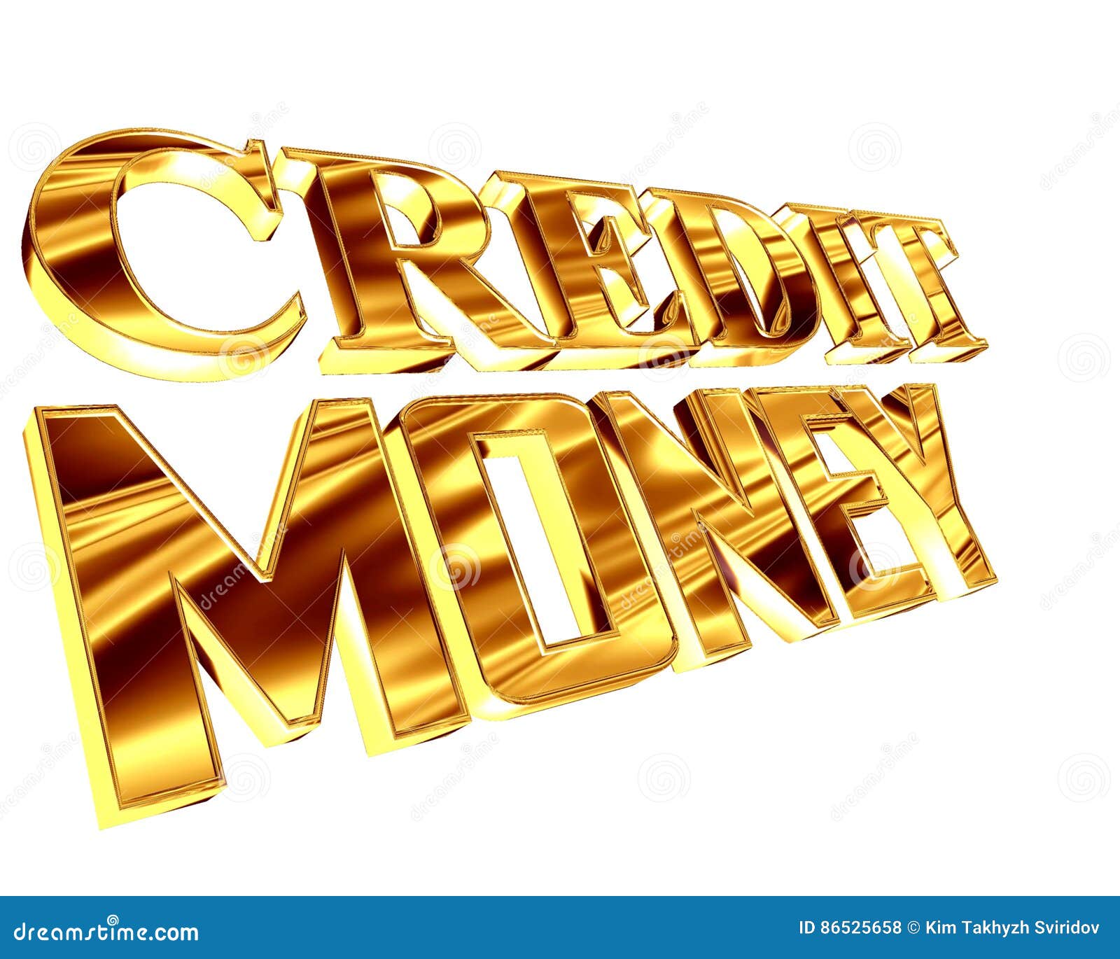 Gold Text Credit Money on a White Background Stock Illustration ...