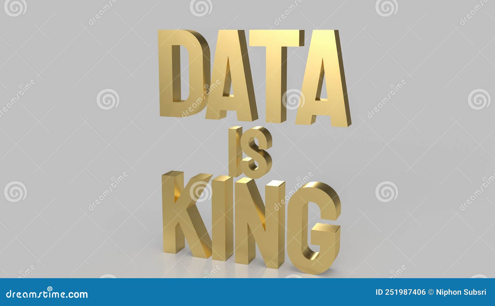 The Gold Text Data is King for Business or Technology Concept 3d ...