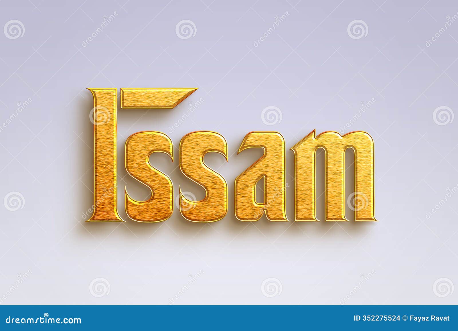Gold Text Effect of Arabic Name Issam on Light-blue Background Stock ...