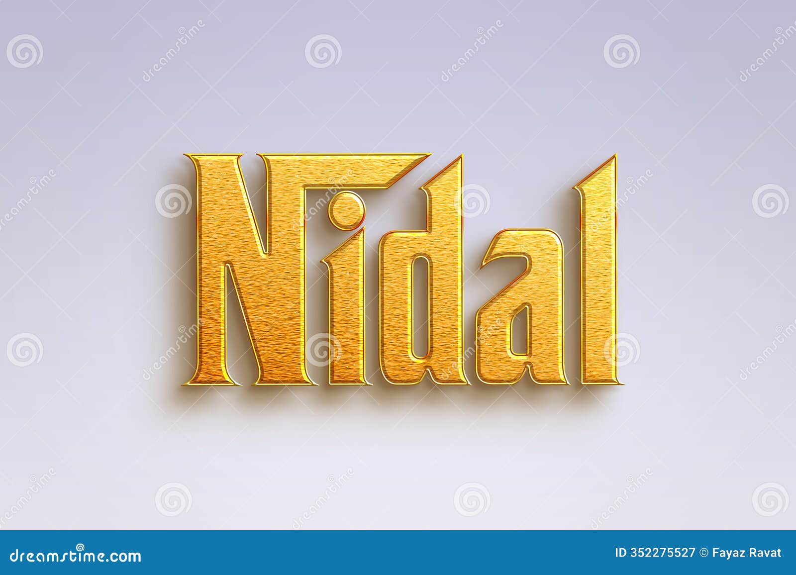 Gold Text Effect of Arabic Name Nidal on Light-blue Background Stock ...