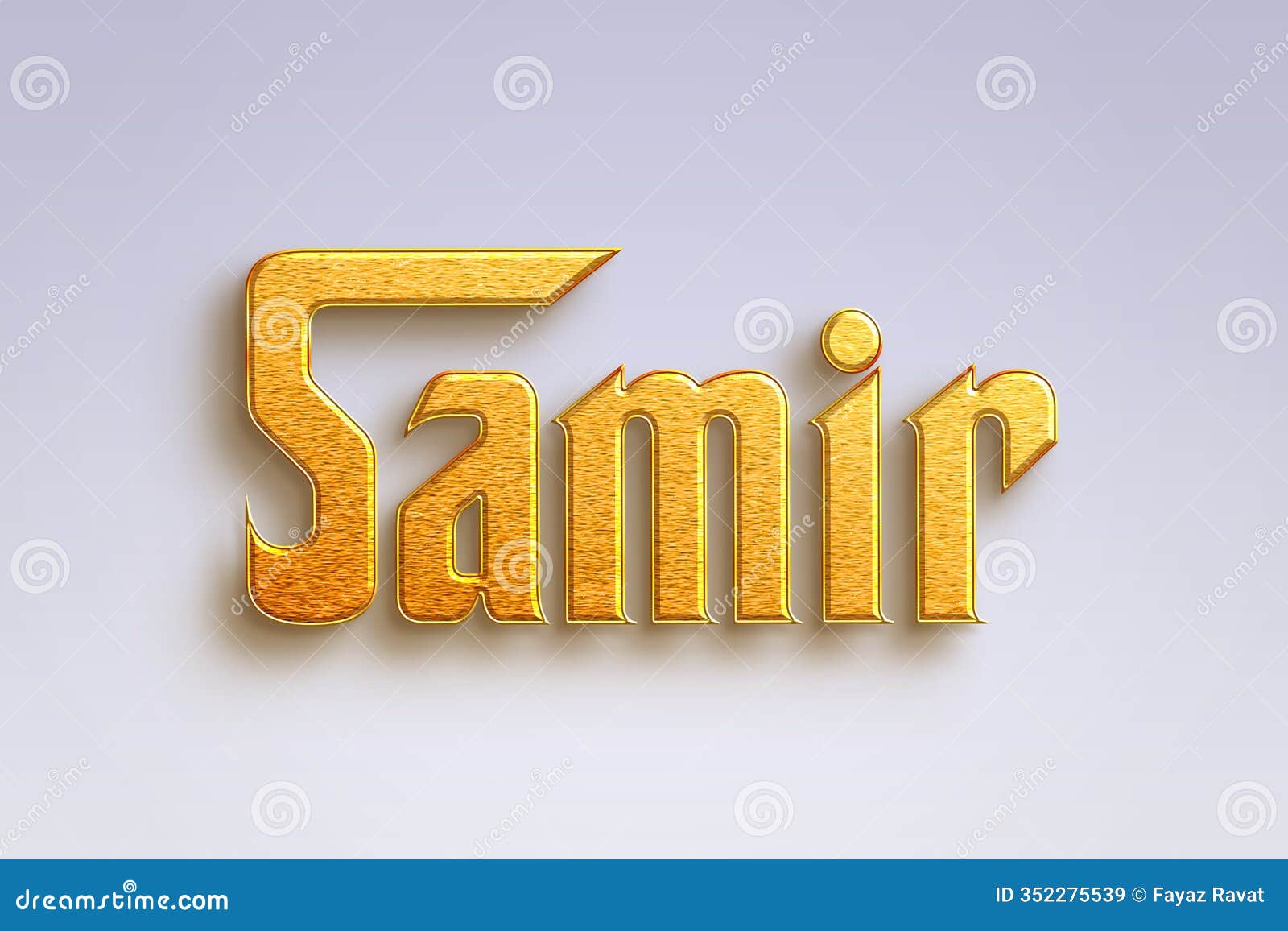 Gold Text Effect of Arabic Name Samir on Light-blue Background Stock ...