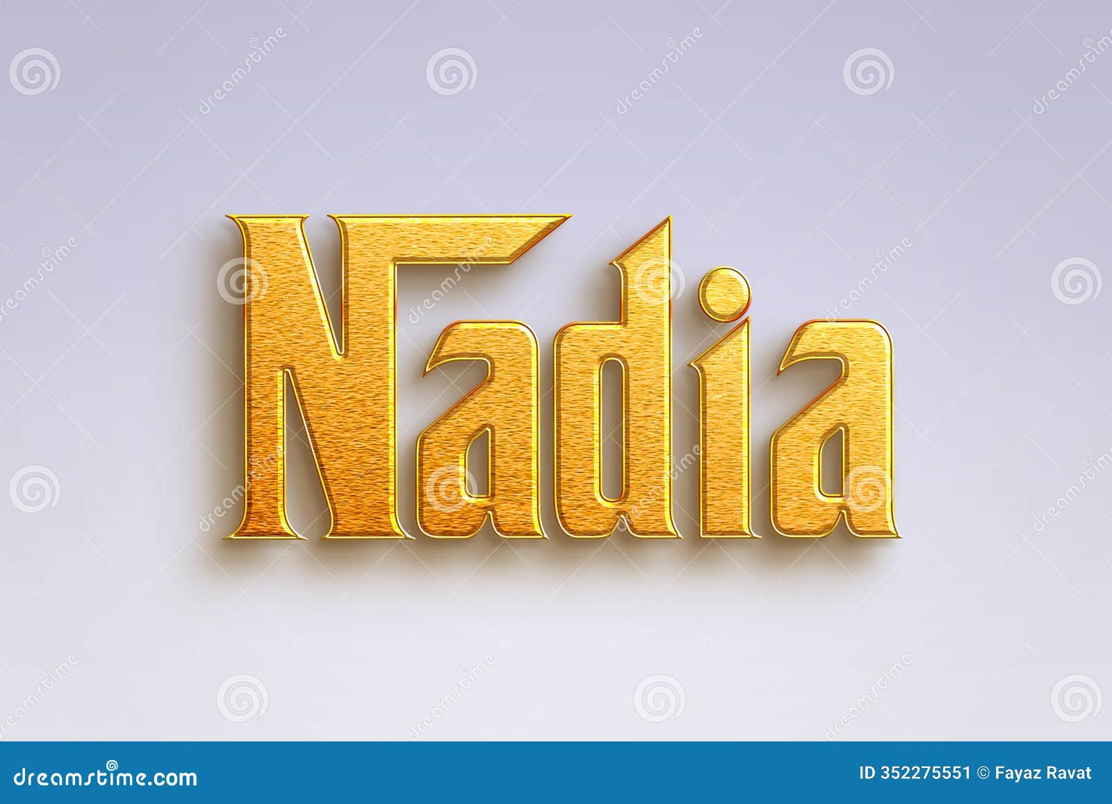 Gold Text Effect of Arabic Name Nadia on Light-blue Background Stock ...