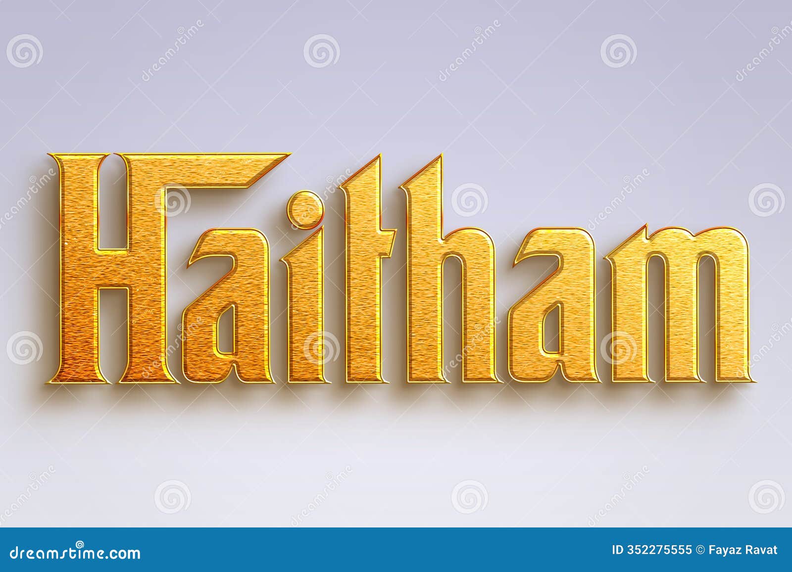 Gold Text Effect of Arabic Name Haitham on Light-blue Background Stock ...