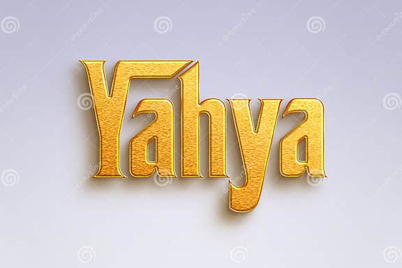 Gold Text Effect of Arabic Name Yahya on Light-blue Background Stock ...