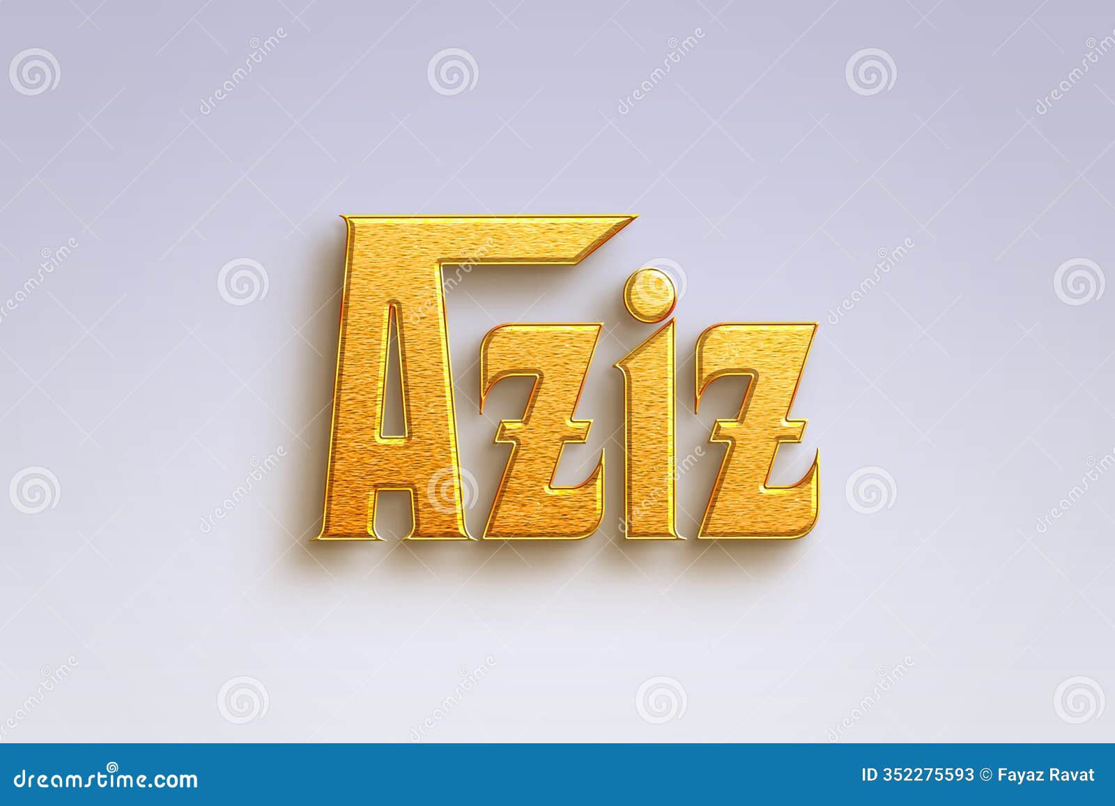 Gold Text Effect of Arabic Name Aziz on Light-blue Background Stock ...