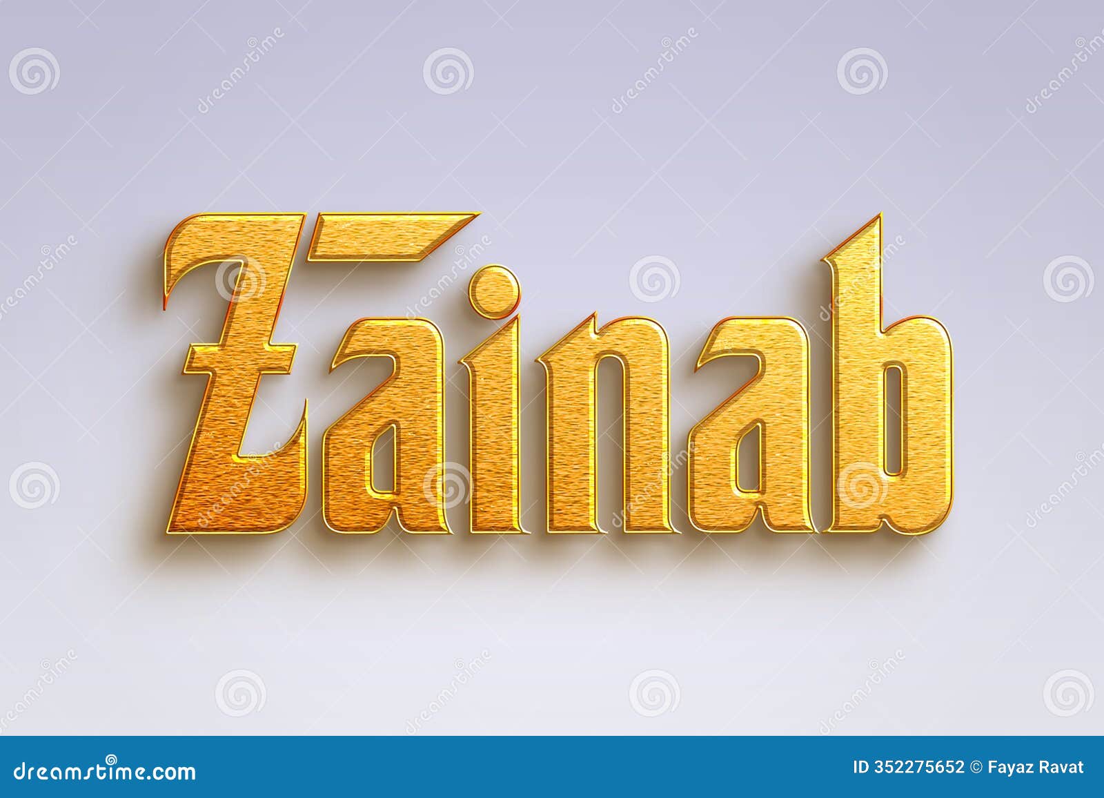 Gold Text Effect Of Arabic Name Zainab On Light-blue Background Royalty ...