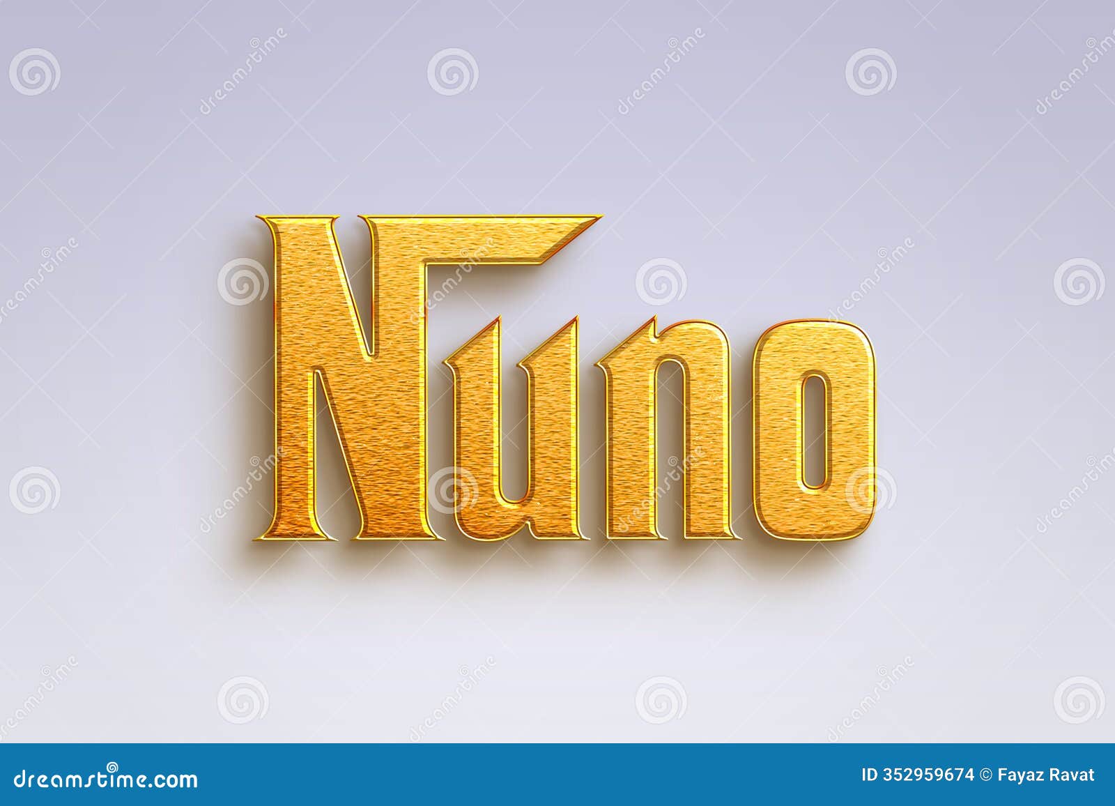 Gold Text Effect of Spanish Name Nuno on Light-blue Background. Stock ...