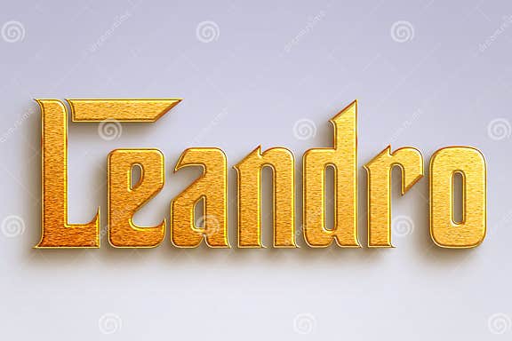 Gold Text Effect of Spanish Name Leandro on Light-blue Background ...