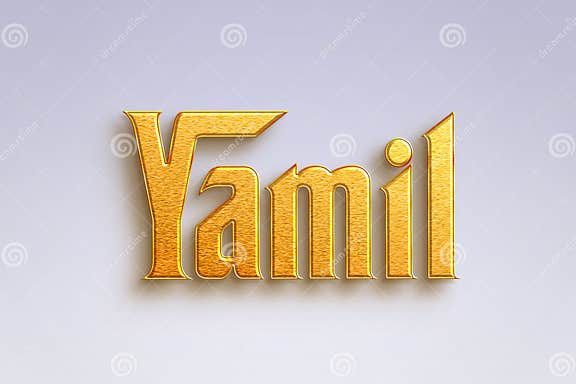 Gold Text Effect of Spanish Name Yamil on Light-blue Background. Stock ...