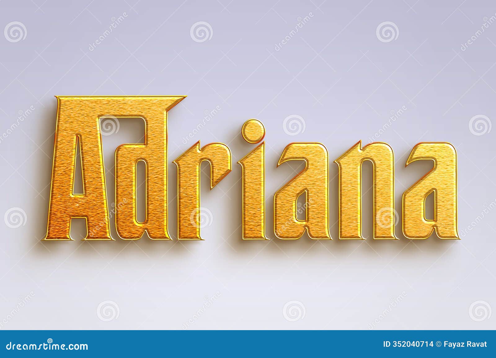 Gold Text Effect Of Spanish Name Adriana On Light-blue Background Stock ...