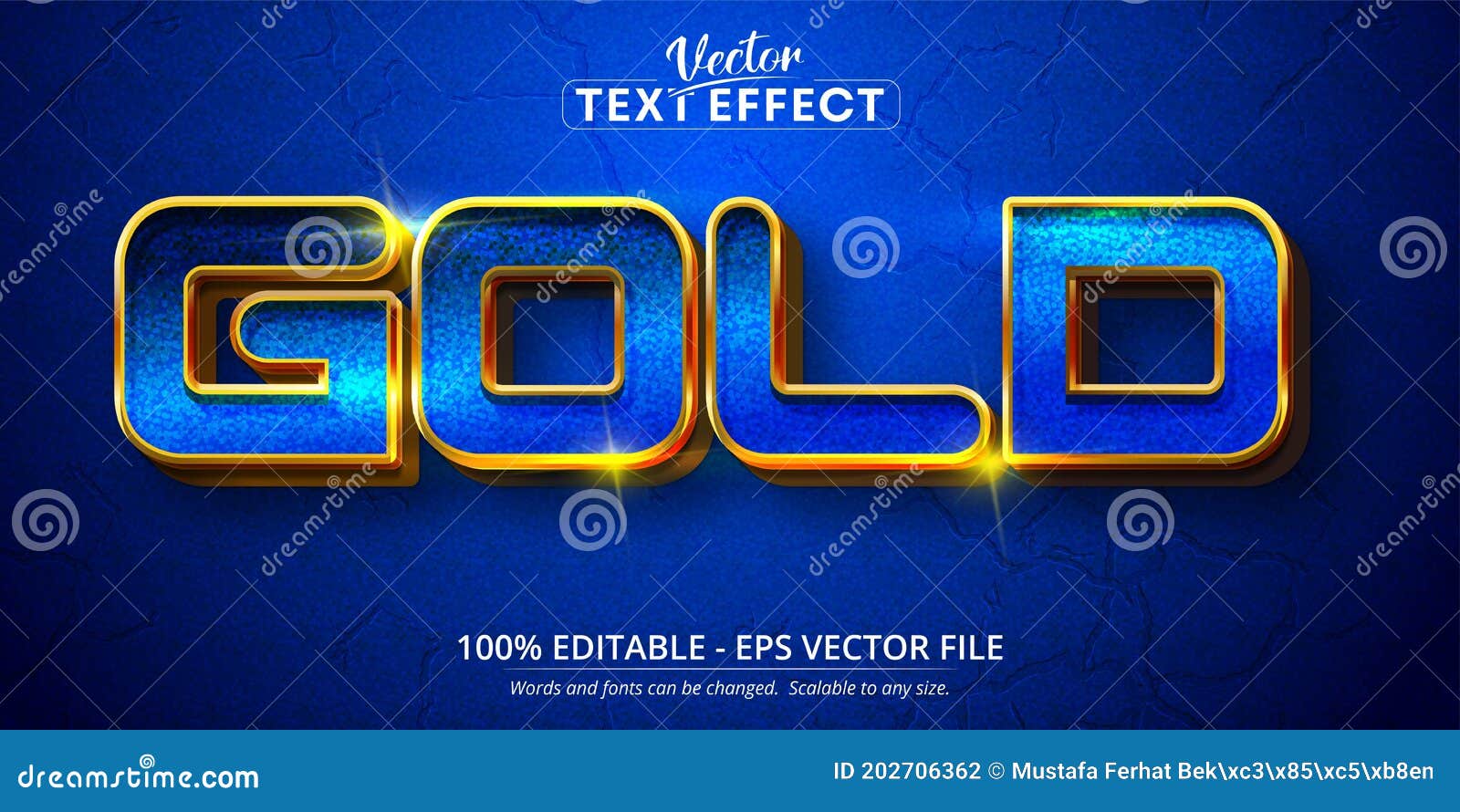 Gold Text, Luxury Golden Style Editable Text Effect on Blue Color ...