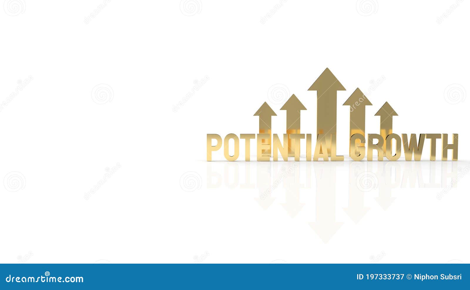 Gold Text Potential Growth on White Background for Business Content 3d ...