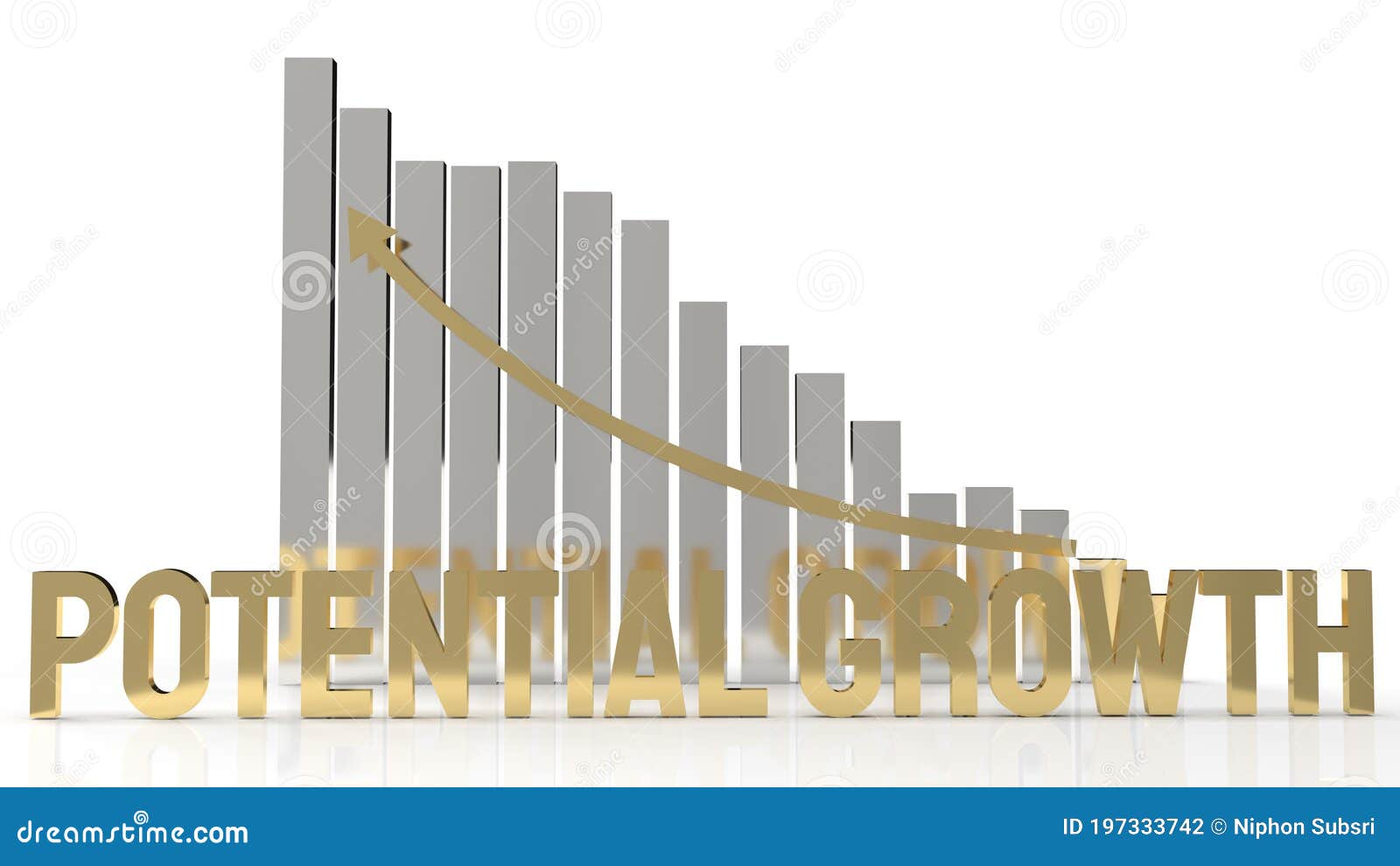Gold Text Potential Growth on White Background for Business Content 3d ...