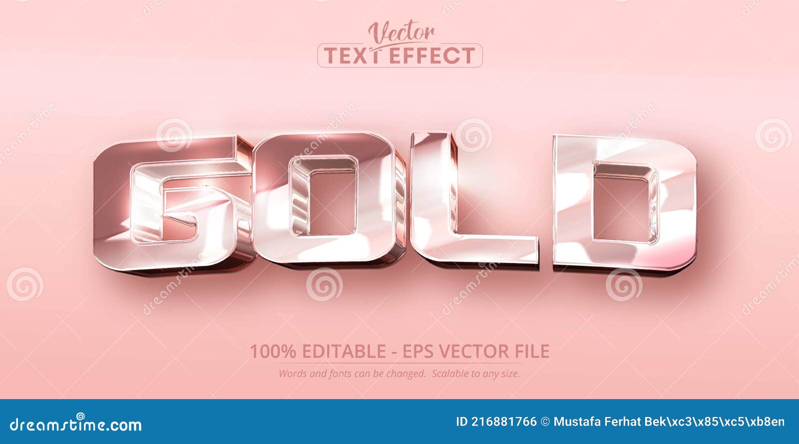 Gold Text, Shiny Rose Gold Color Style Editable Text Effect Stock ...