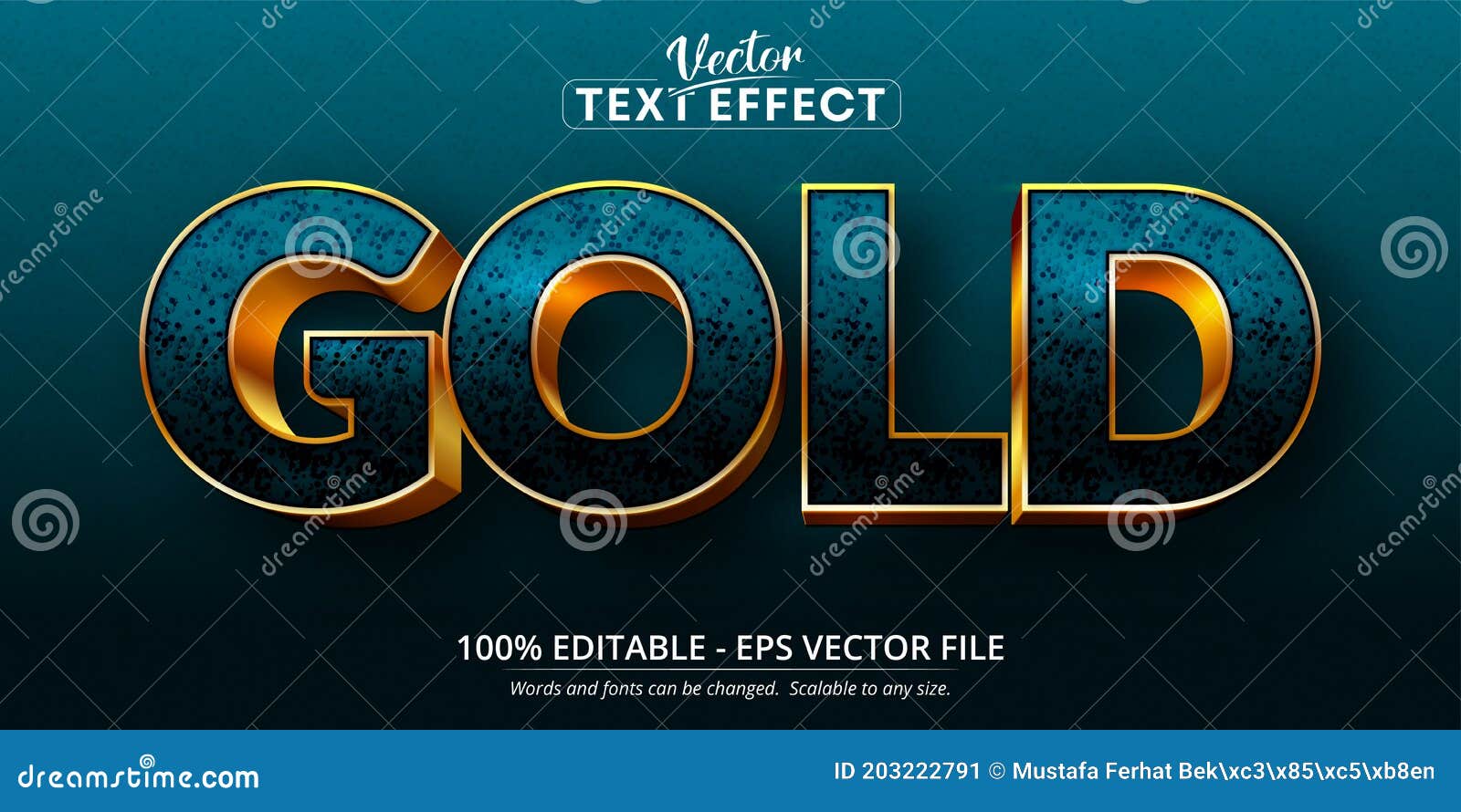 Gold Text, Shiny Gold Style Editable Text Effect Stock Vector ...
