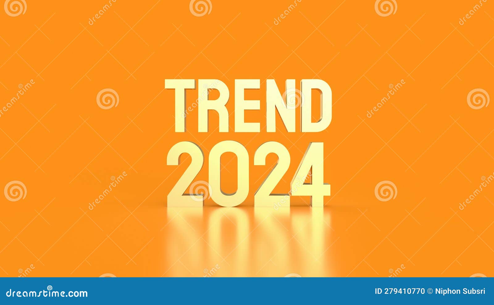 The Gold Text Trend 2024 on Orange Background 3d Rendering Stock ...