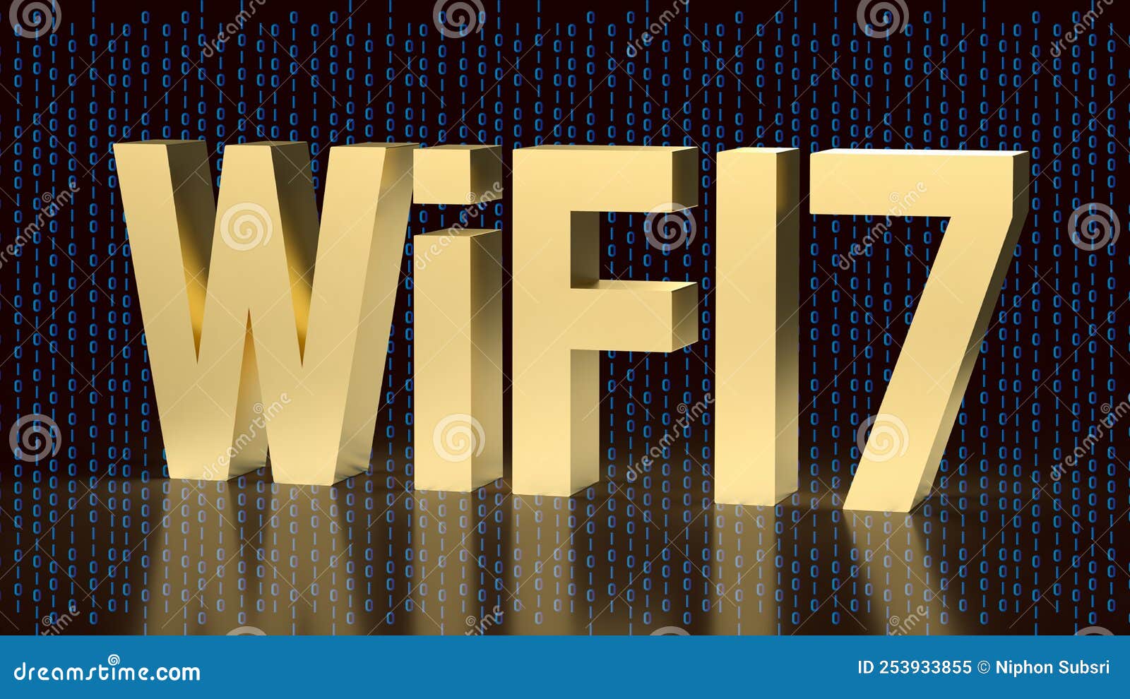 The Gold Text Wifi 7 for Internet or Technology Concept 3d Rendering ...