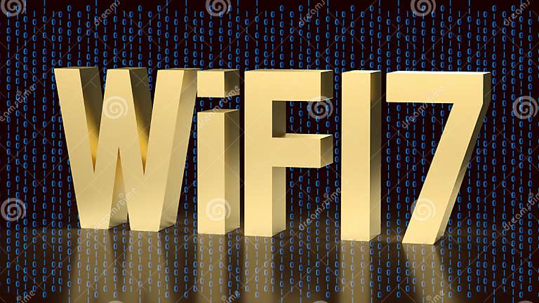 The Gold Text Wifi 7 for Internet or Technology Concept 3d Rendering ...