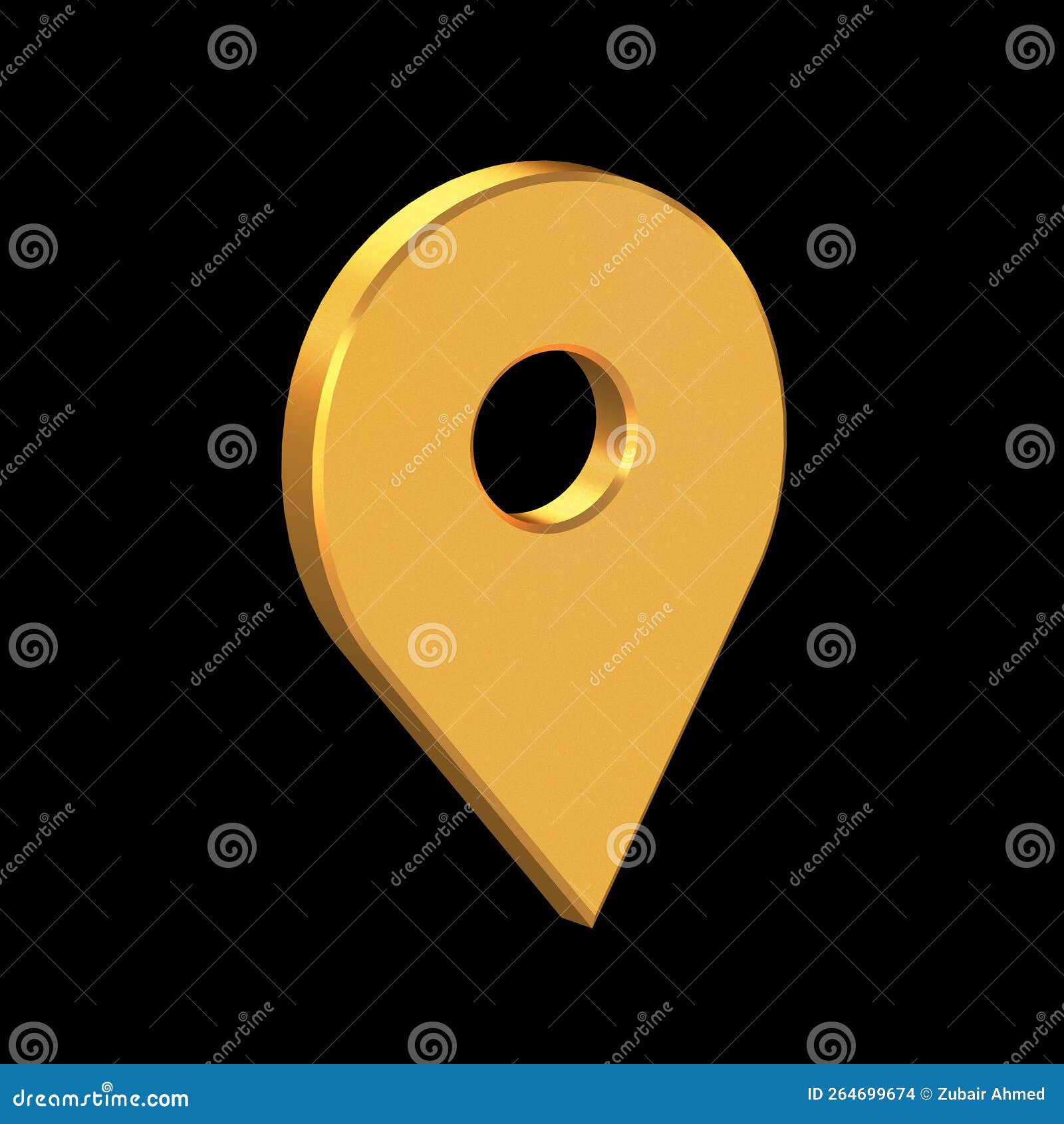 Location 3D Icon Isolated on Black Background, Address Icon Gold ...