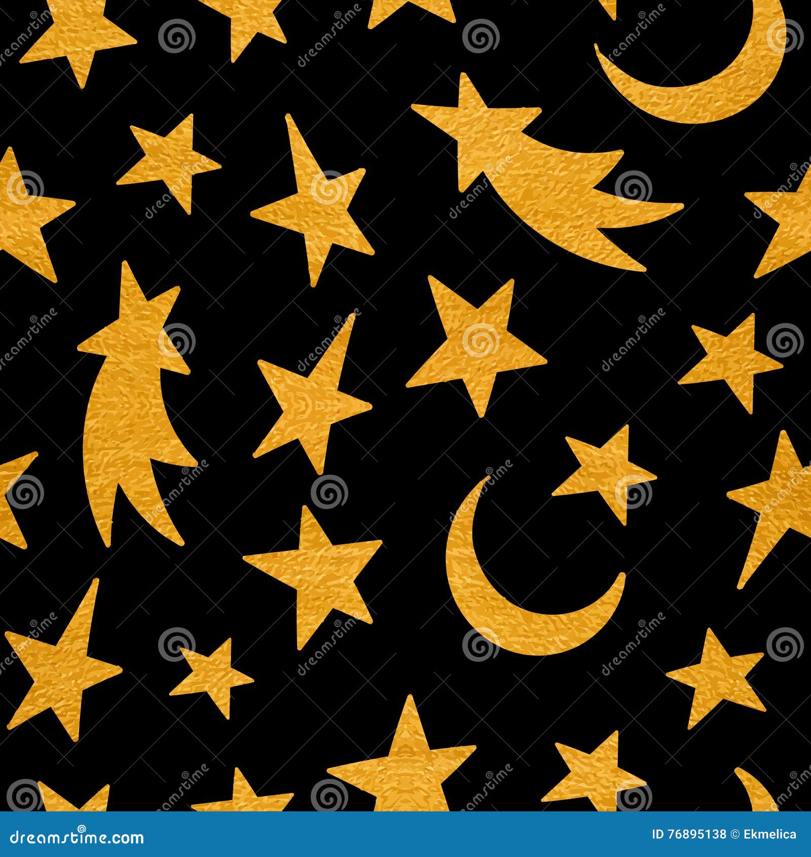 Gold Textured Cosmic Seamless Pattern Stock Vector - Illustration of ...