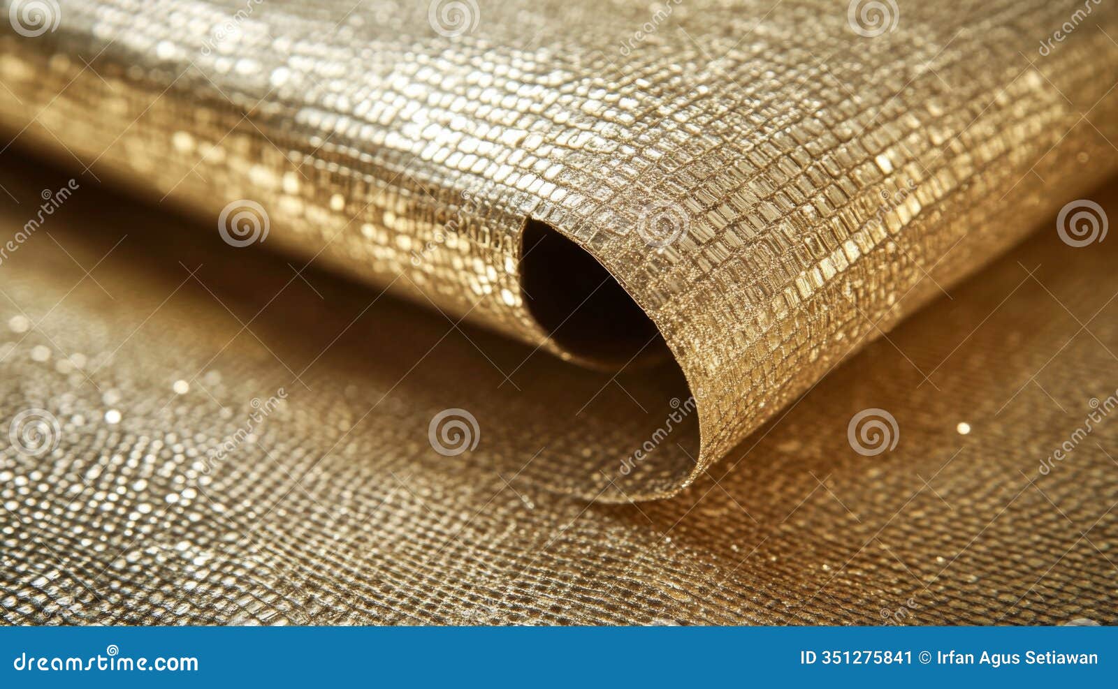 Gold Textured Fabric Rolled Elegantly Showcasing Its Shimmer Stock ...