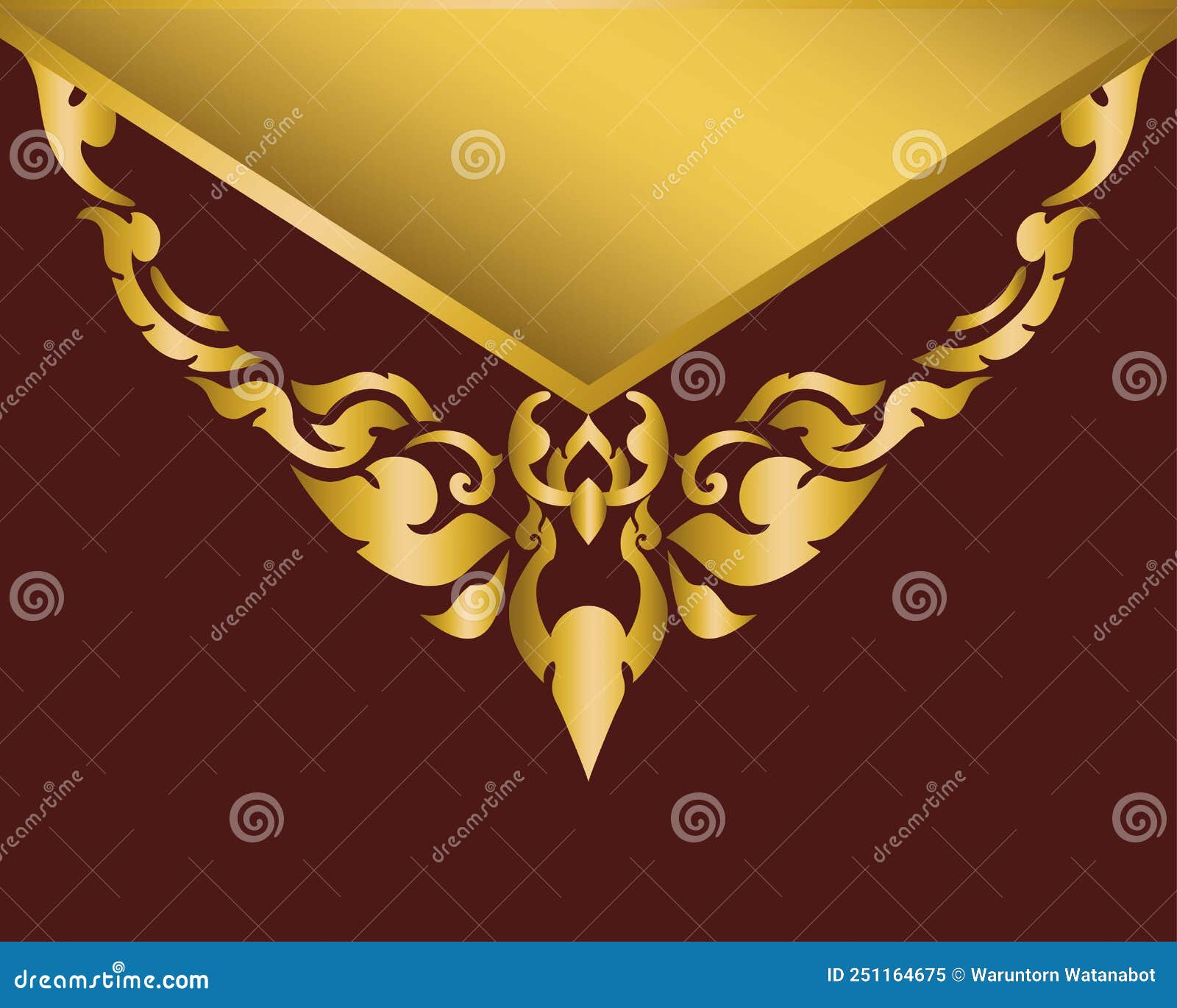 Gold Thai Line Art with Red Background Royal Design Stock Vector ...