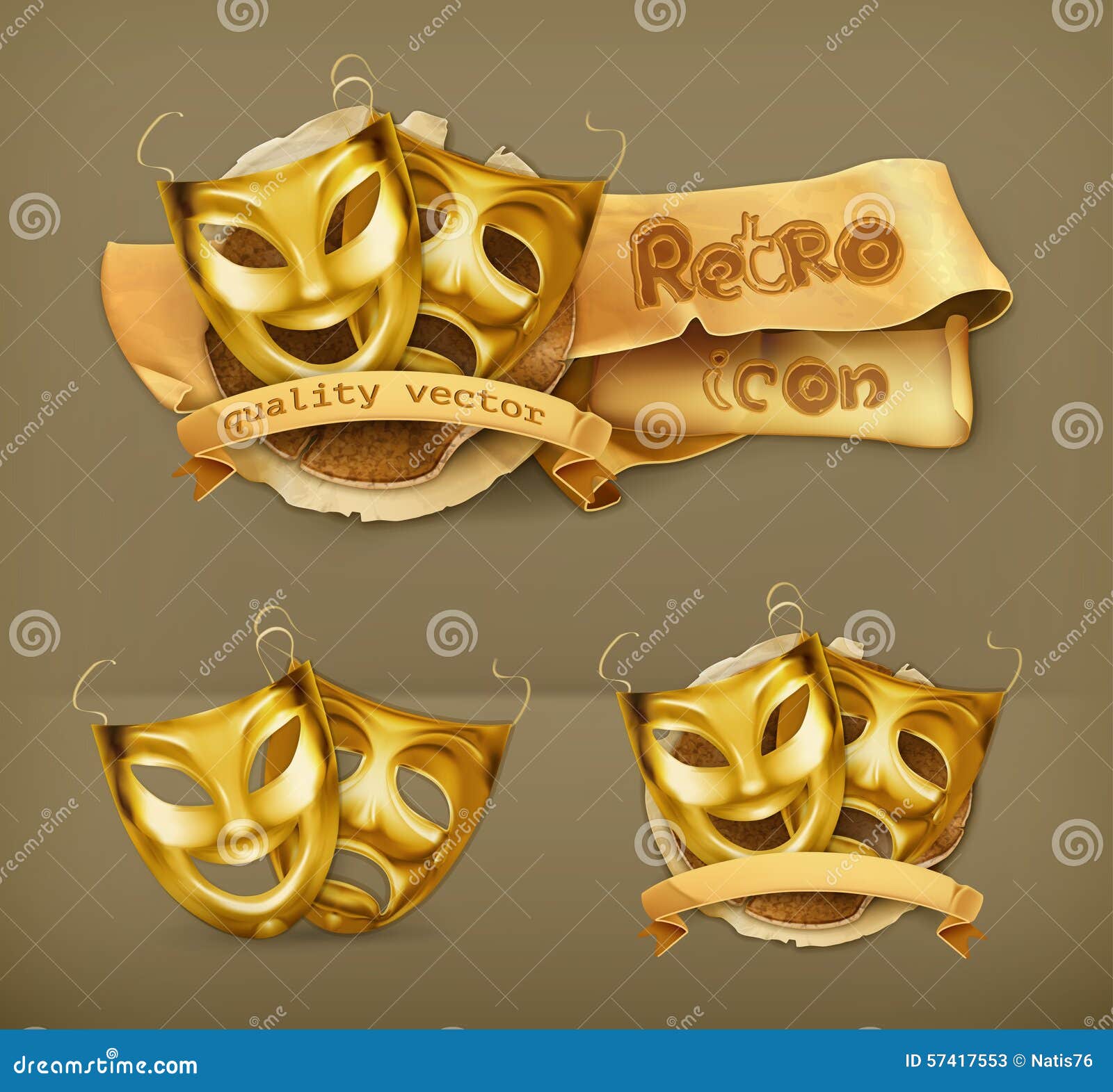 Theater Masks On A Stage / 3D Illustration | CartoonDealer.com #134485494