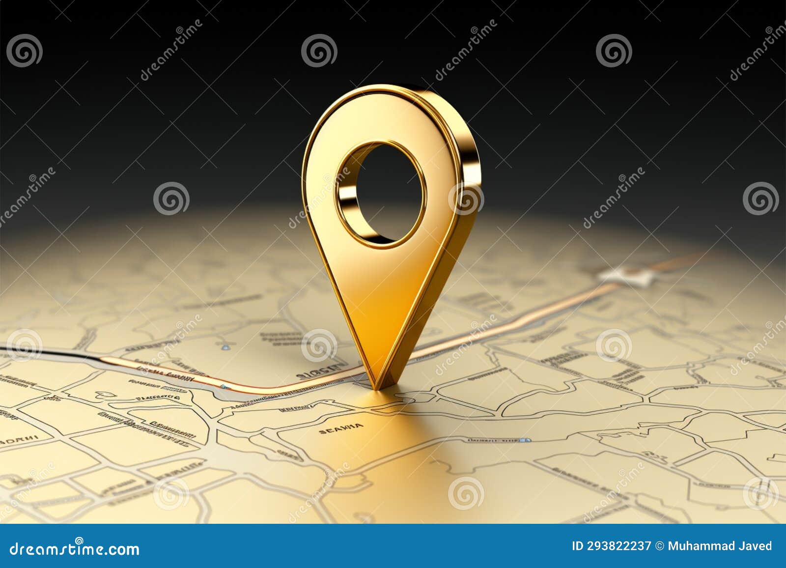 Gold Themed Orientation Map Pointer Symbol with 3D Texture Rendering ...
