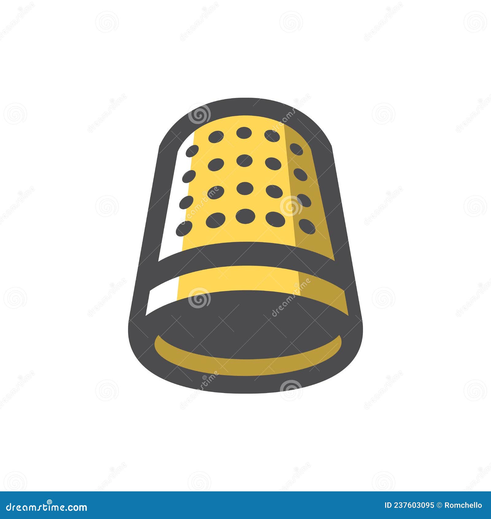 Thimble For Sewing. Hand Drawn Illustration Converted To Vector ...