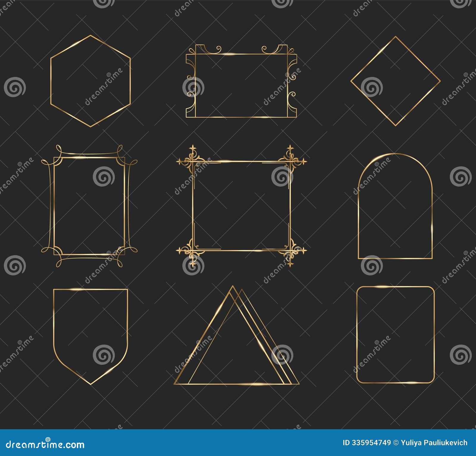 Gold Thin Frame. Luxury Rectangle Line Border Stock Vector ...