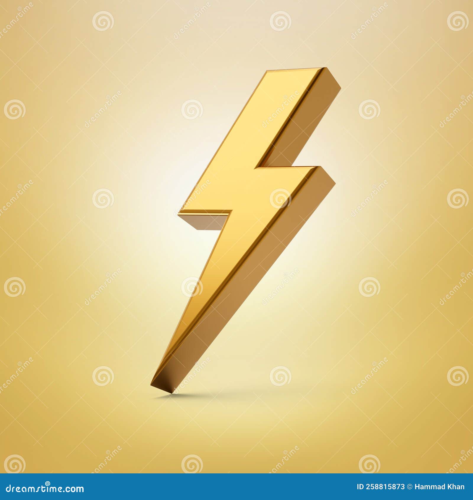 Gold Thunder Icon 3d Illustration Isolated Background Stock ...