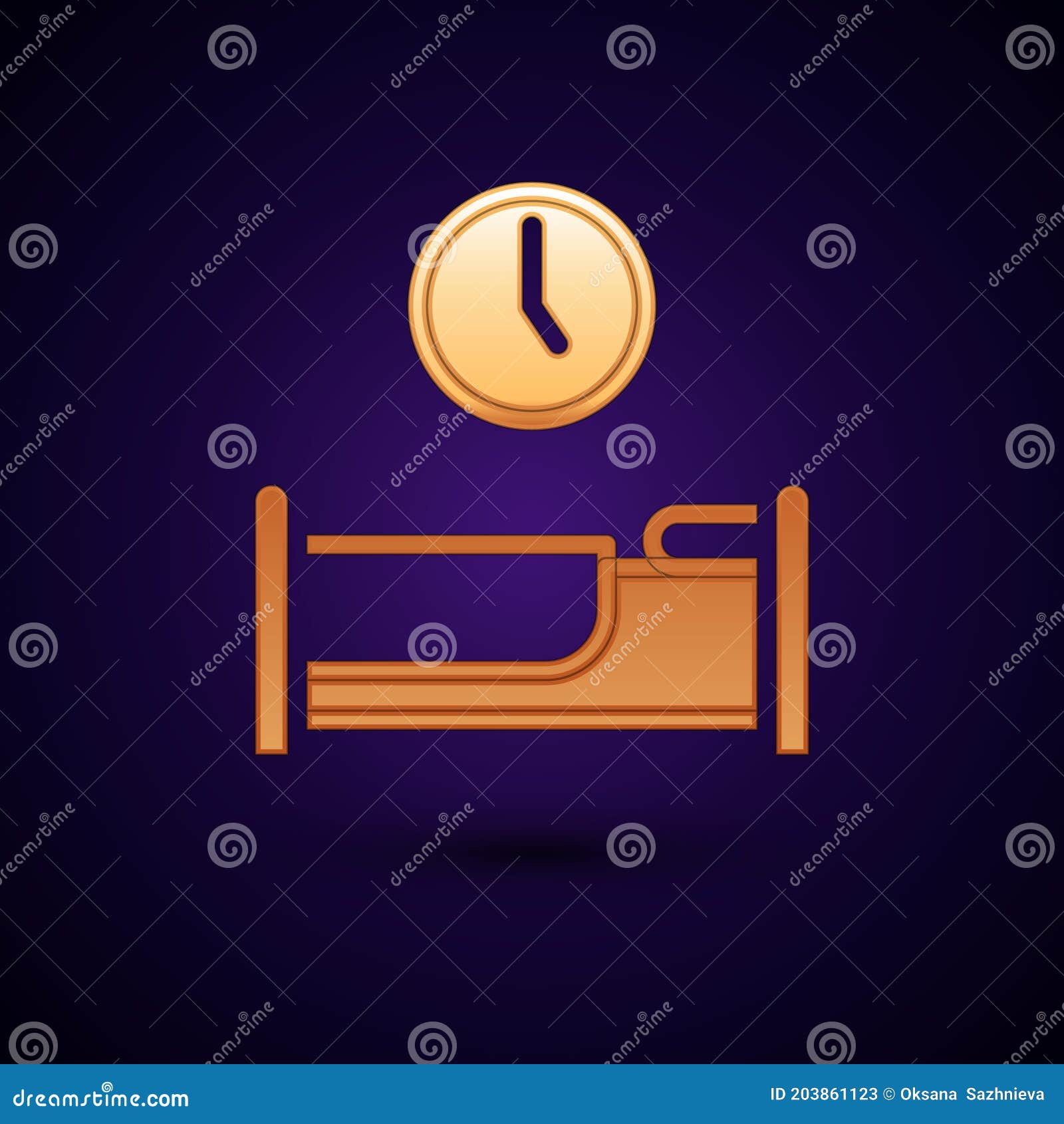 Gold Time To Sleep Icon Isolated on Black Background. Vector Stock ...