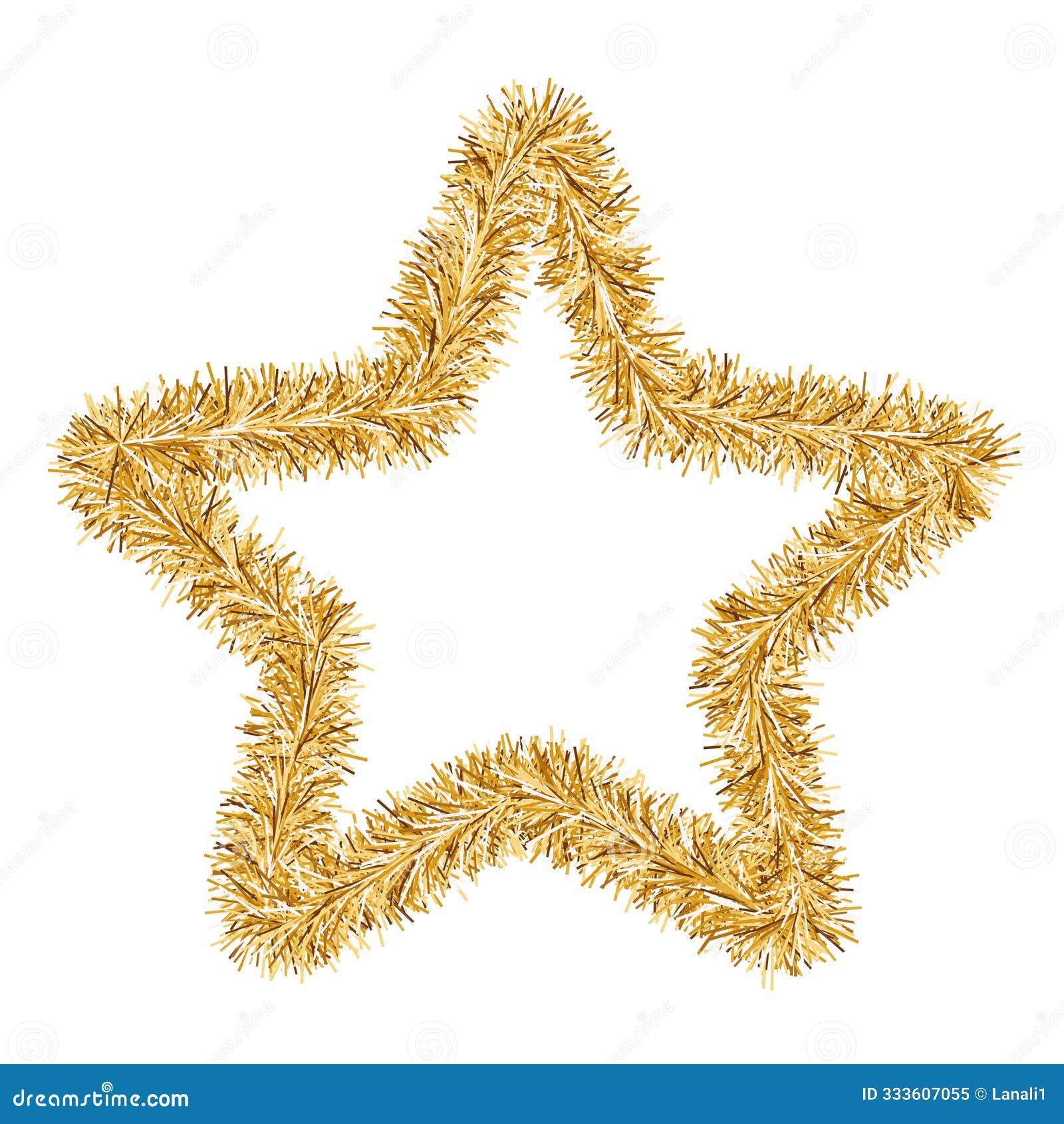 Gold Tinsel Star. Color Illustration. Fluffy Celestial Body. Star ...