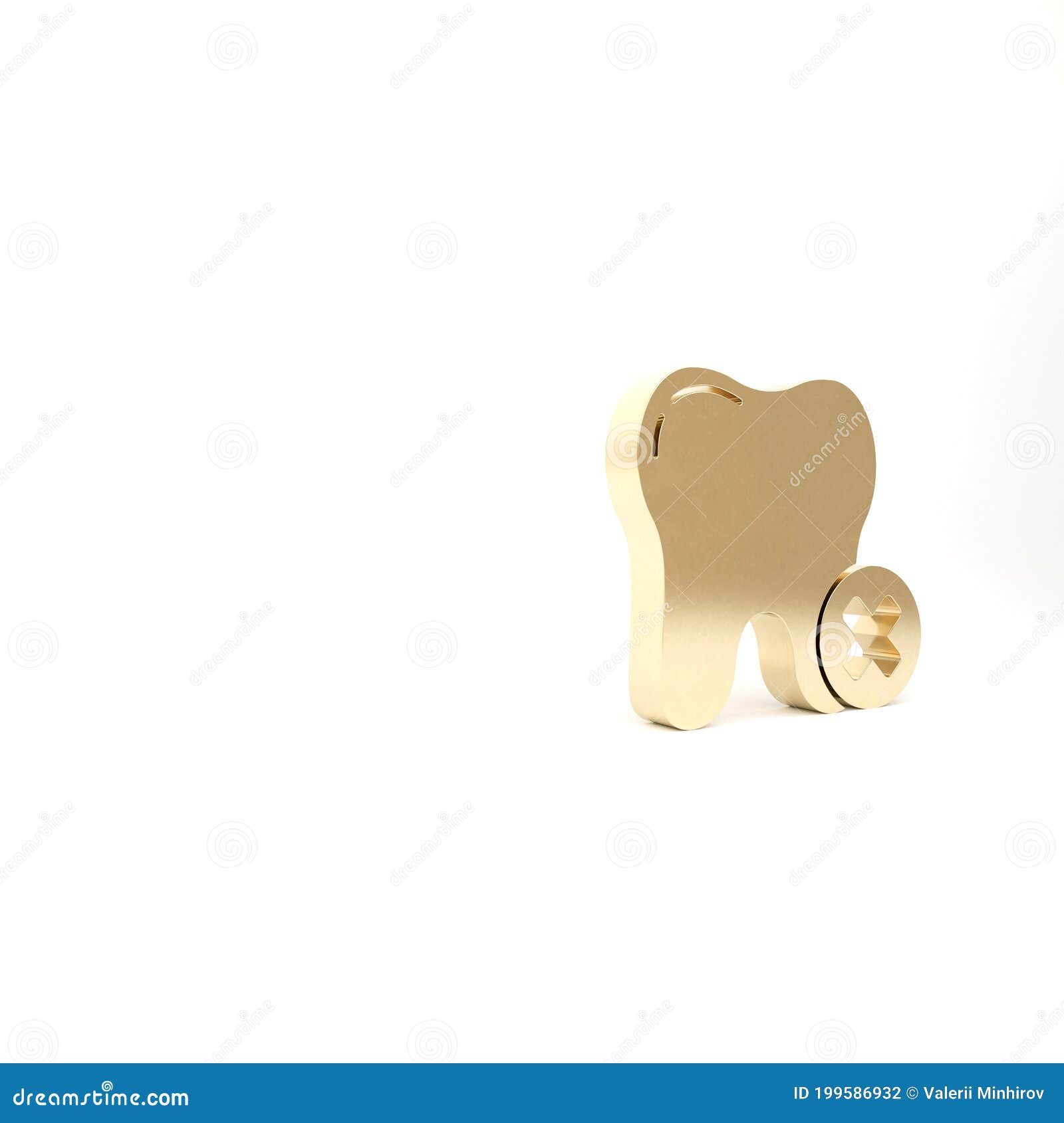 Gold Tooth with Caries Icon Isolated on White Background. Tooth Decay ...