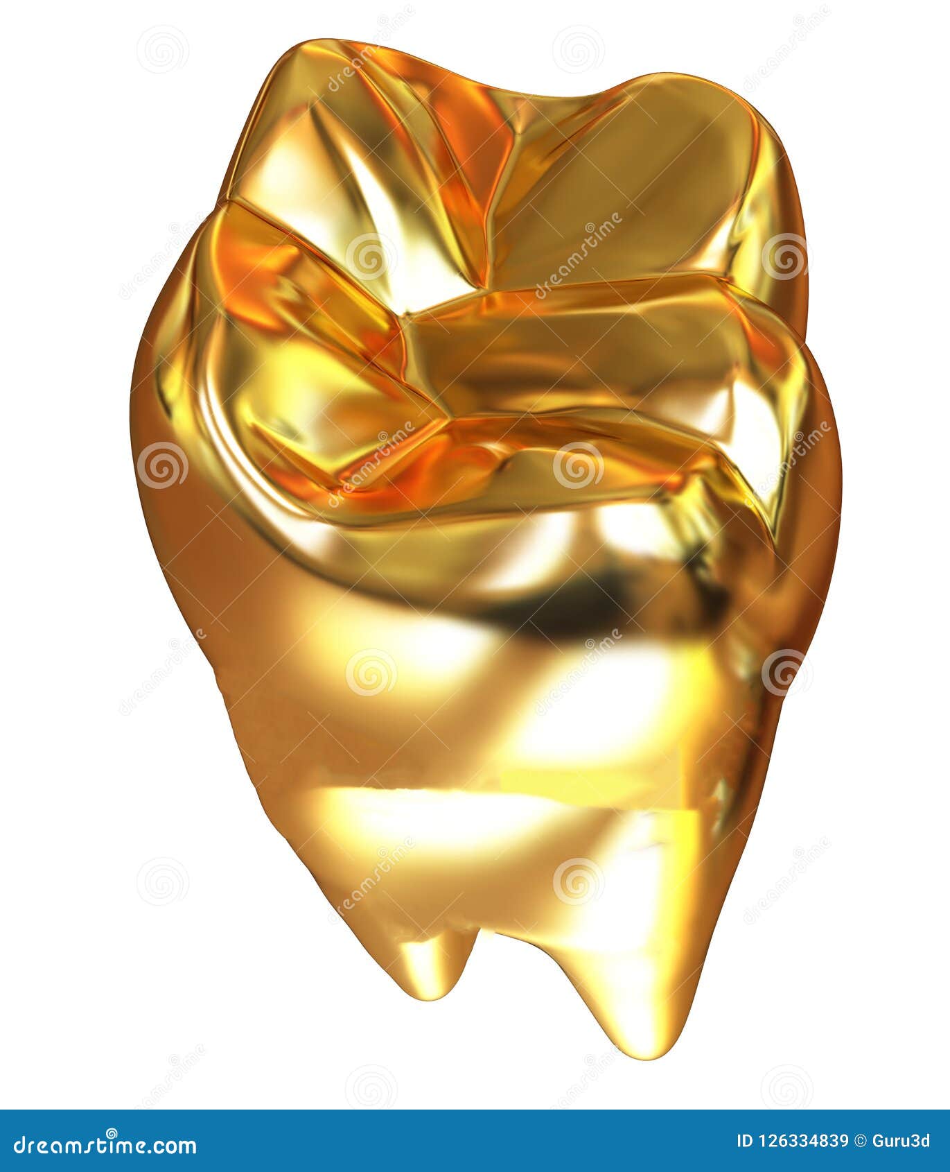 Gold Tooth. 3d Illustration Stock Illustration - Illustration of ...
