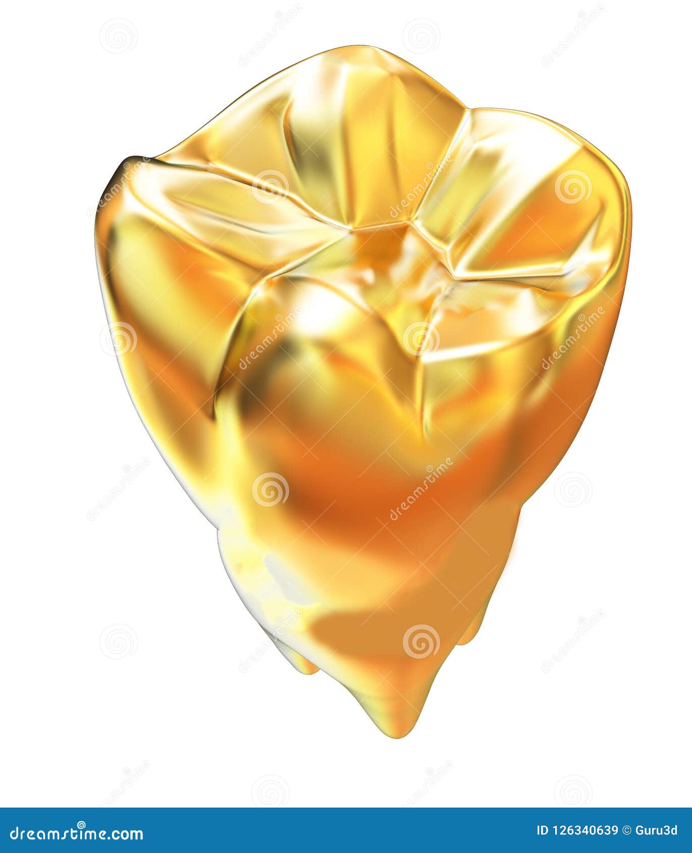 Gold Tooth. 3d Illustration Stock Illustration - Illustration of ...