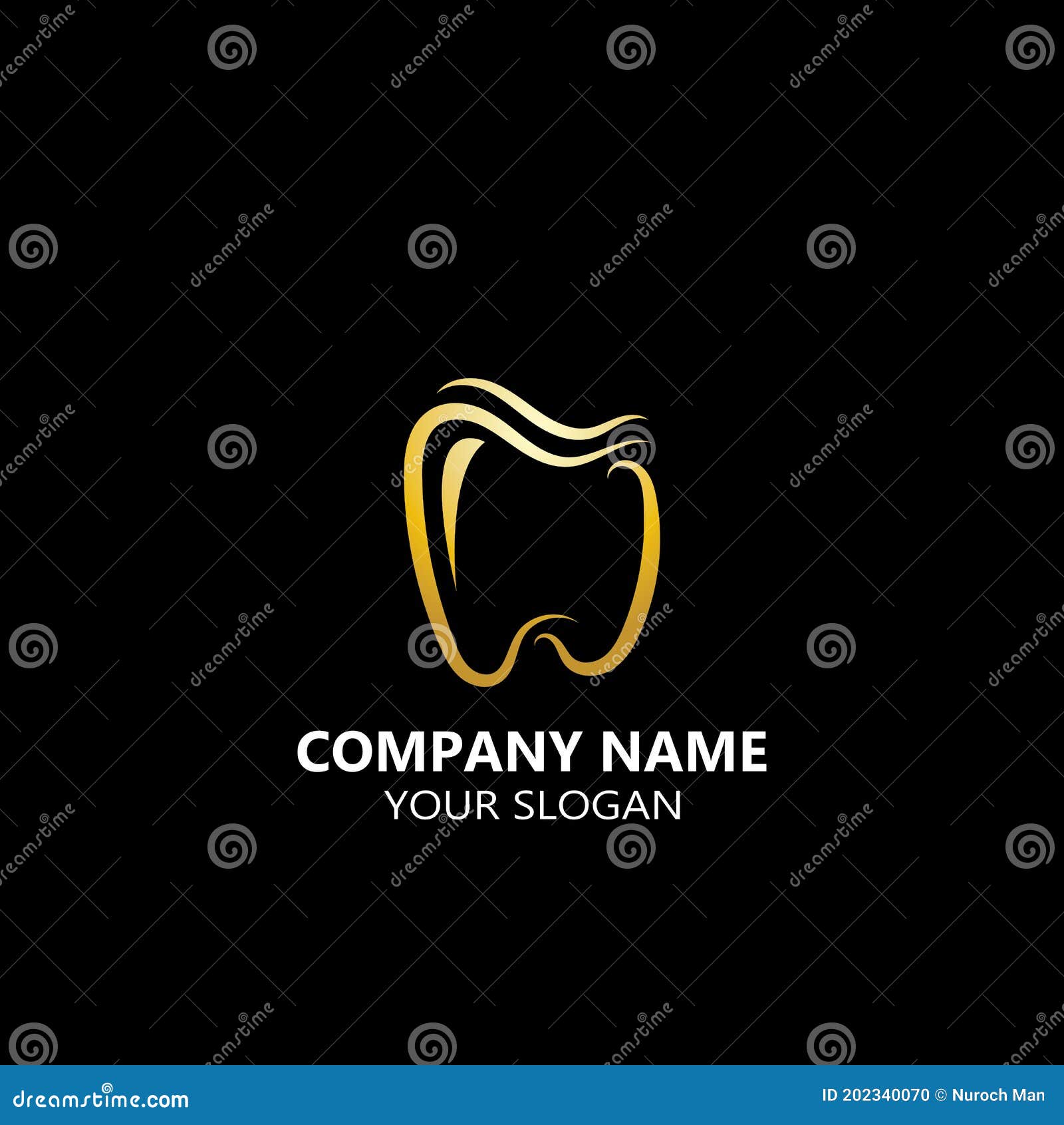 Gold Tooth Logo Illustration Design. Stock Vector - Illustration of ...