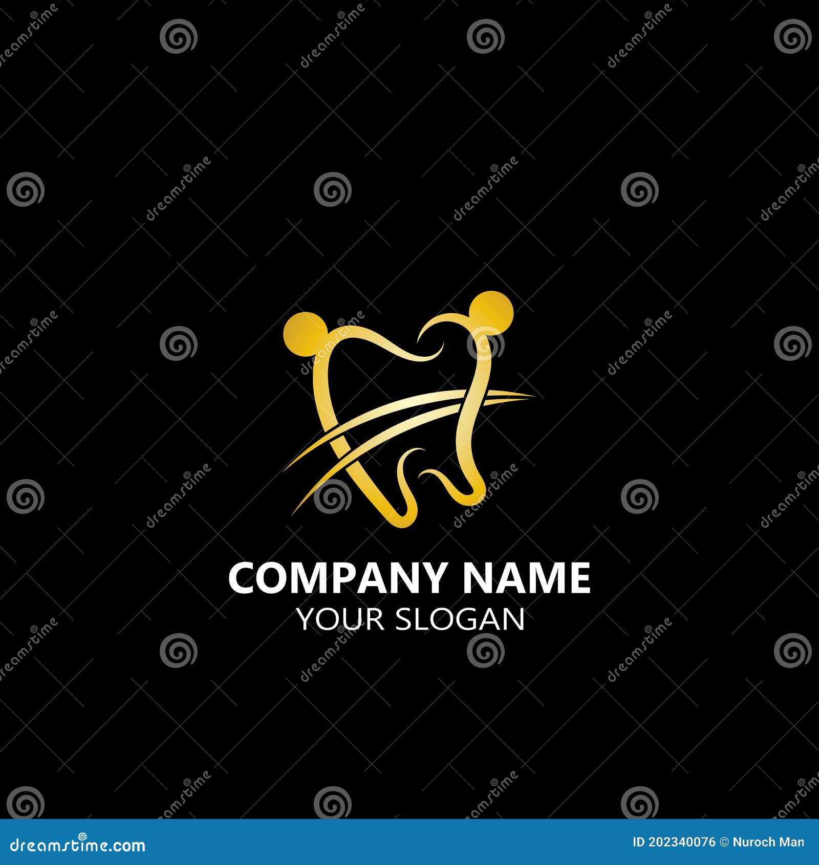 Gold Tooth Logo Illustration Design. Stock Vector - Illustration of ...